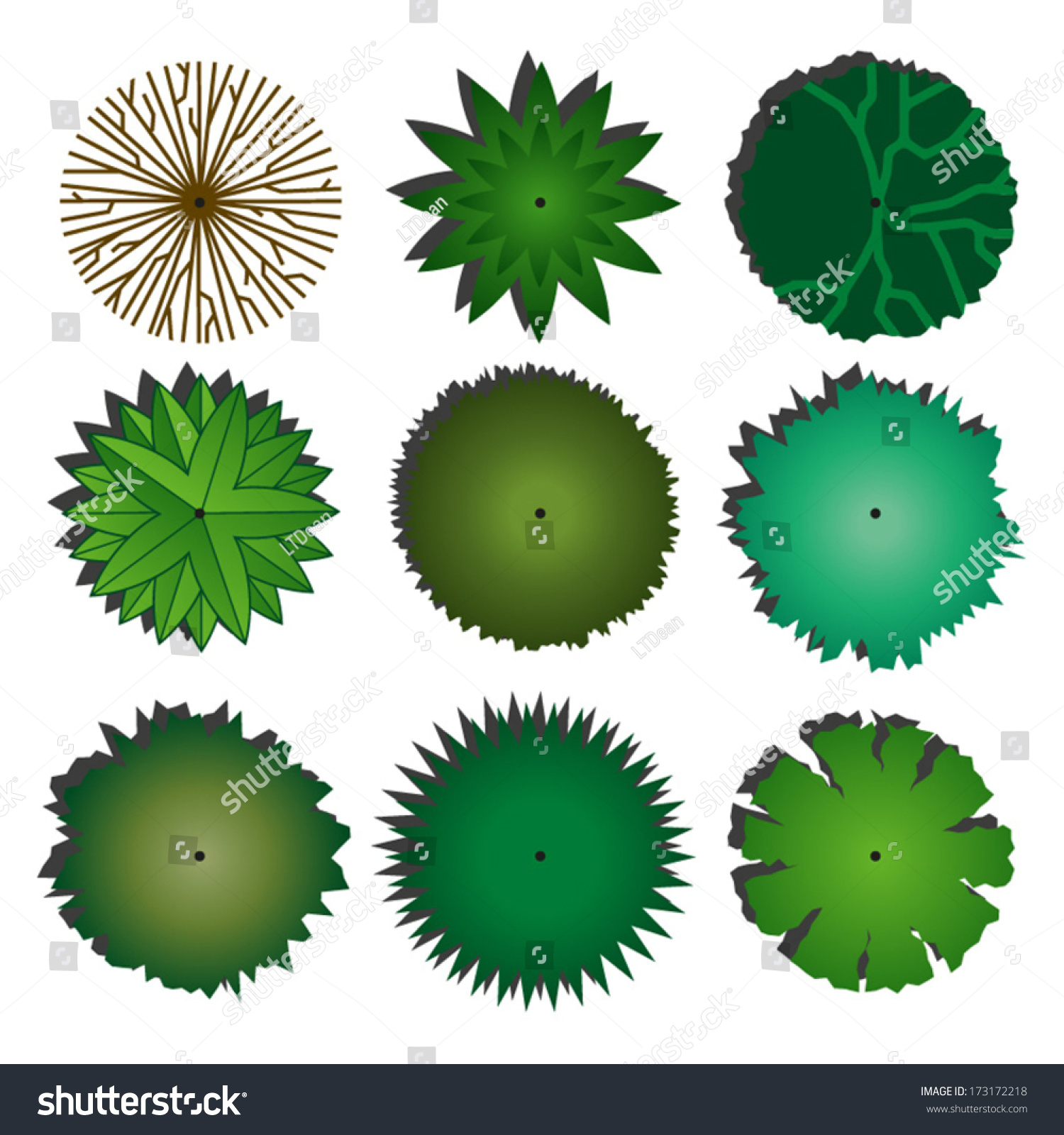 Trees Top View Landscape Design Stock Vector 173172218 - Shutterstock