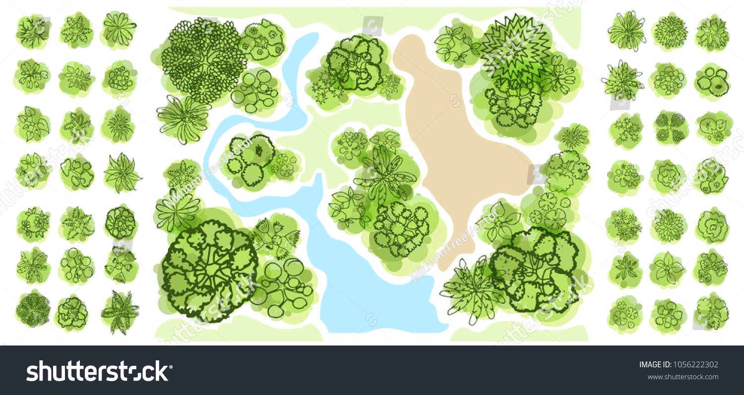 Trees Top View Landscape Vector Illustration: เวกเตอร์สต็อก (ปลอดค่า ...
