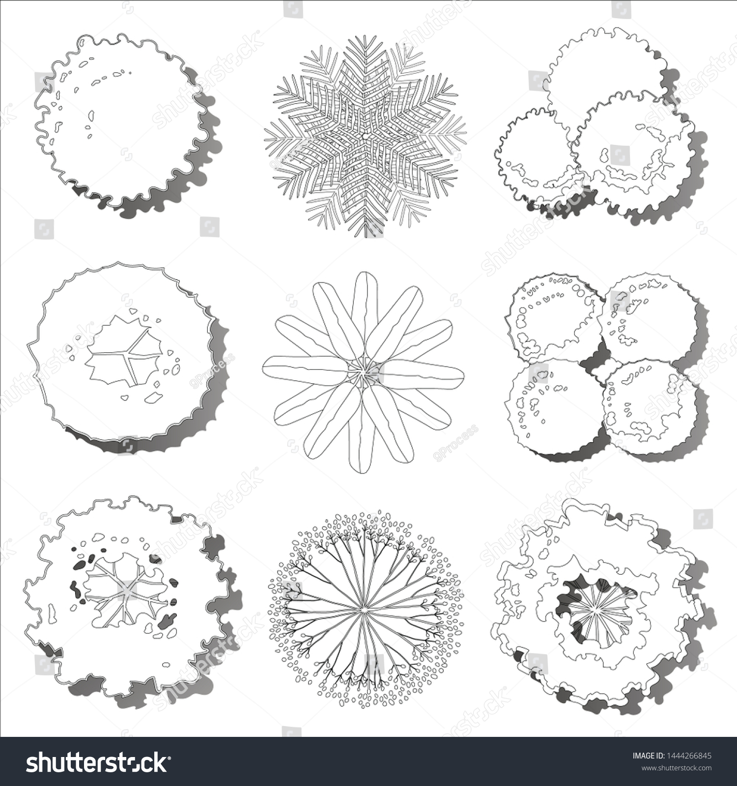 Trees Top View Set Landscape Architecture: vetor stock (livre de ...