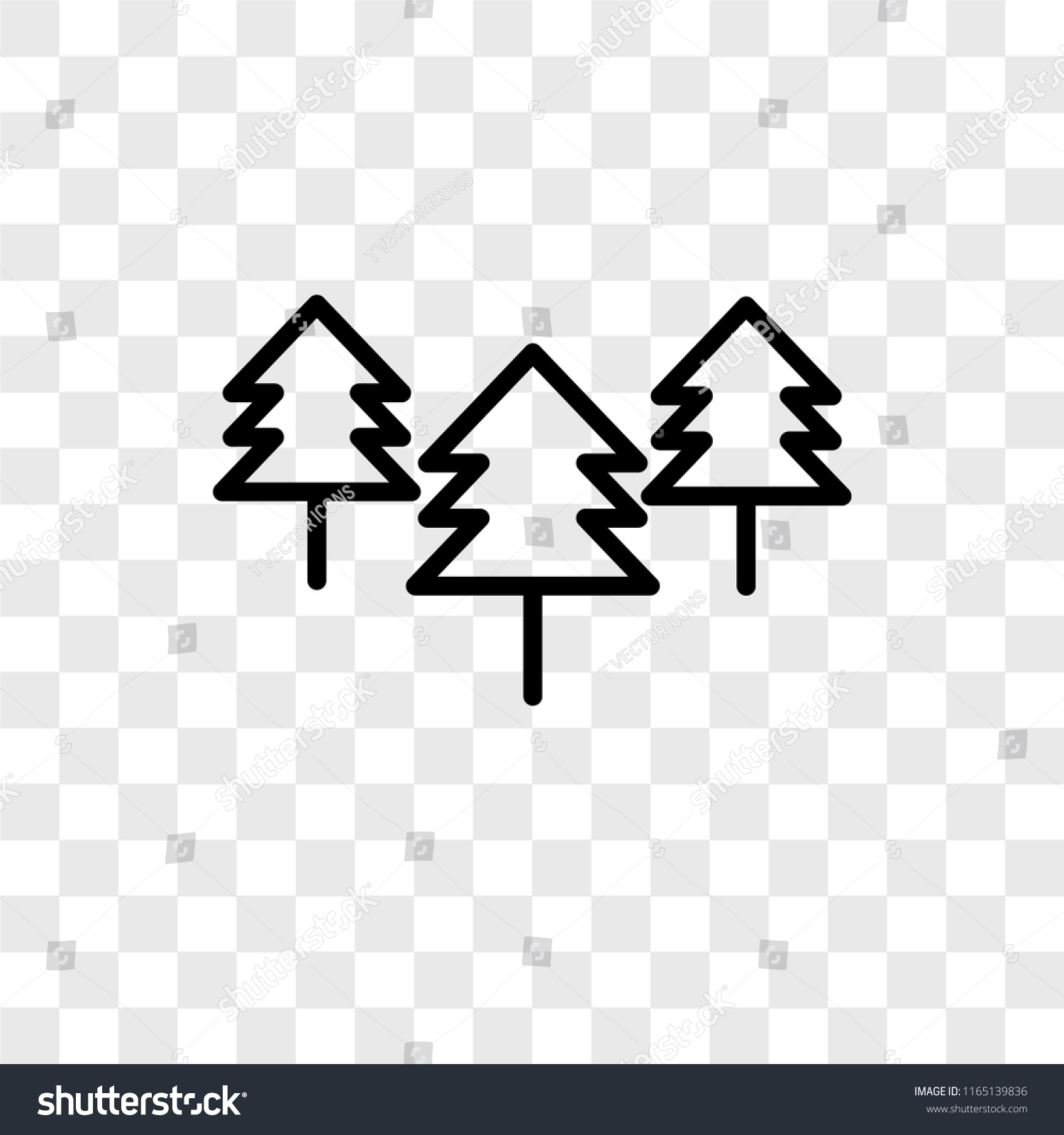Trees Vector Icon Isolated On Transparent Stock Vector (Royalty Free ...