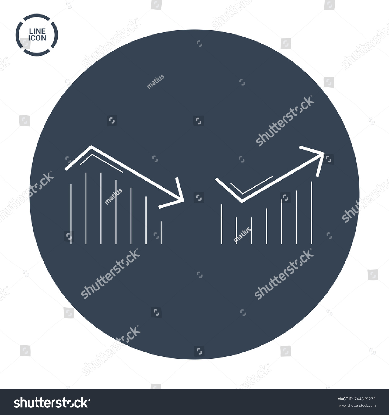 Trend Down Line Vector Icon Stock Vector (Royalty Free) 744365272