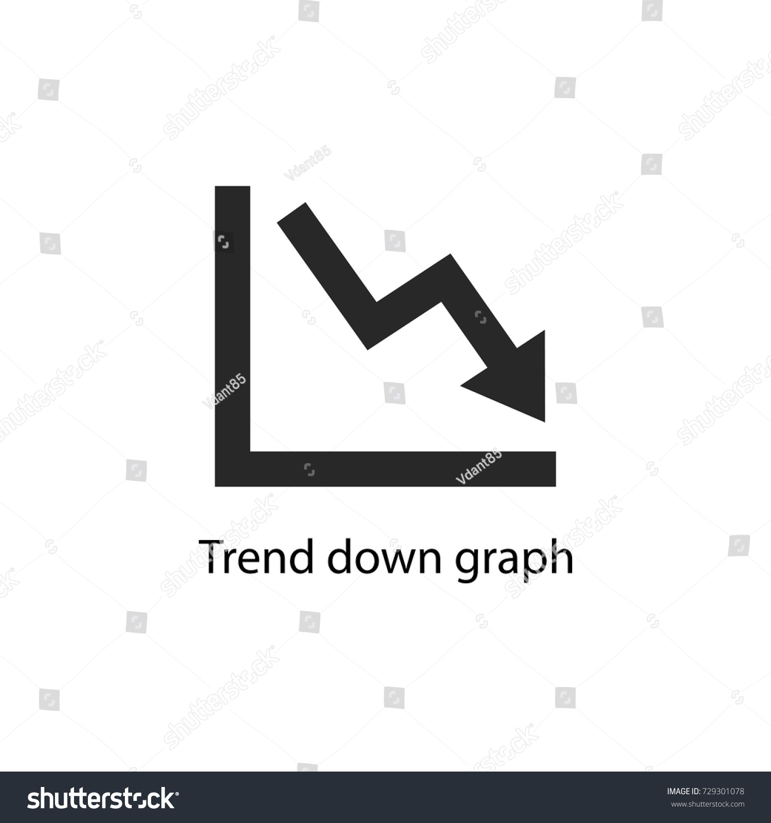 Trend Down Graph Icon Vector Illustration: vector de stock (libre de ...