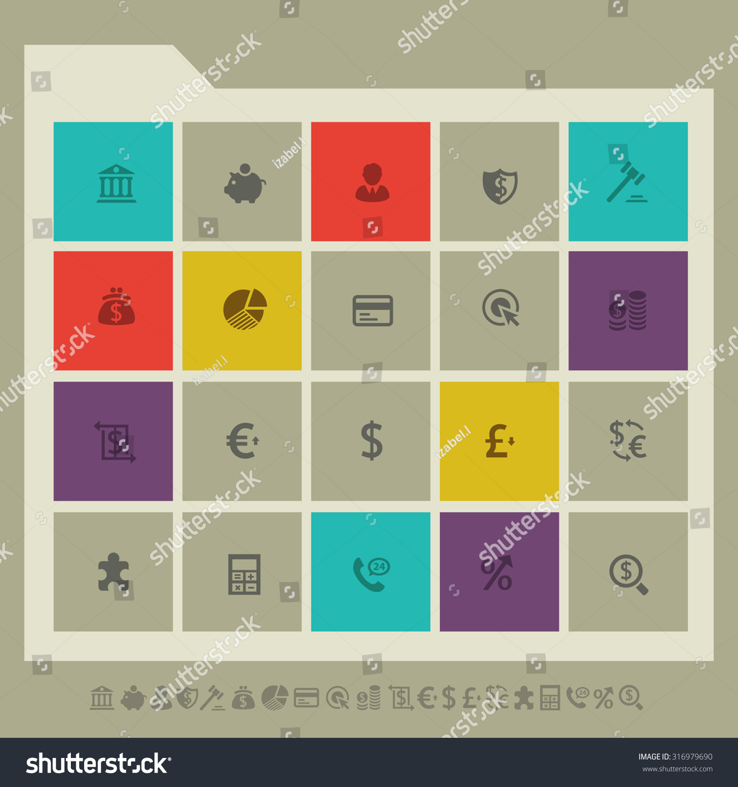 Trendy Flat Banking Icons Stock Vector (Royalty Free) 316979690 ...