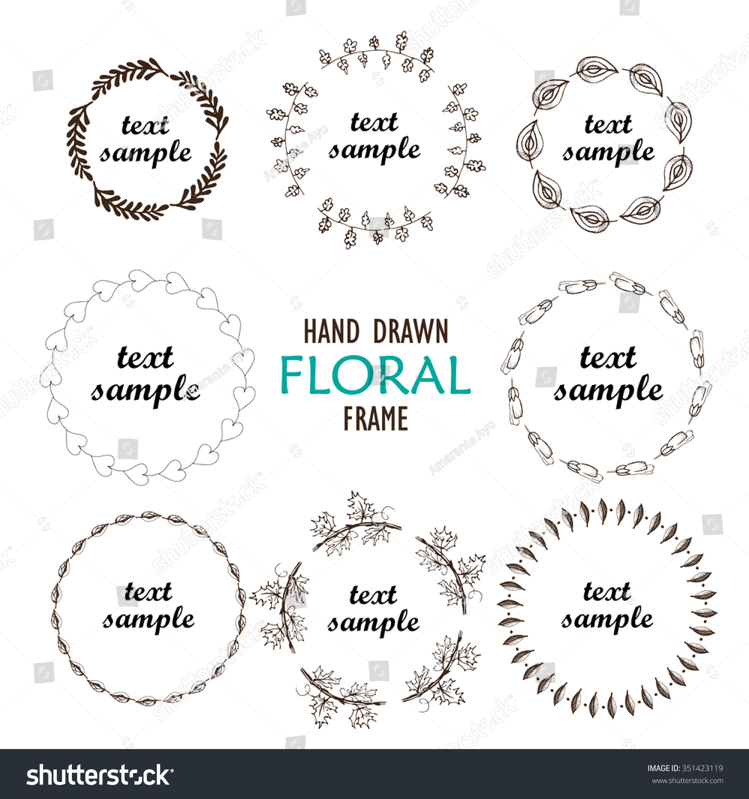 Trendy Hand Drawn Circle Frame Set Stock Vector (Royalty Free ...