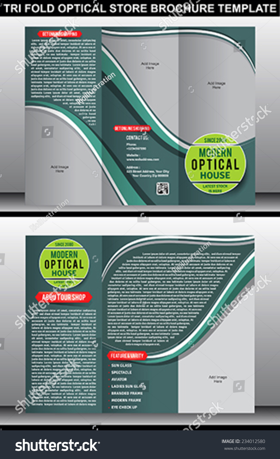 Tri Fold Optical Store Brochure Template Stock Vector (Royalty Free ...