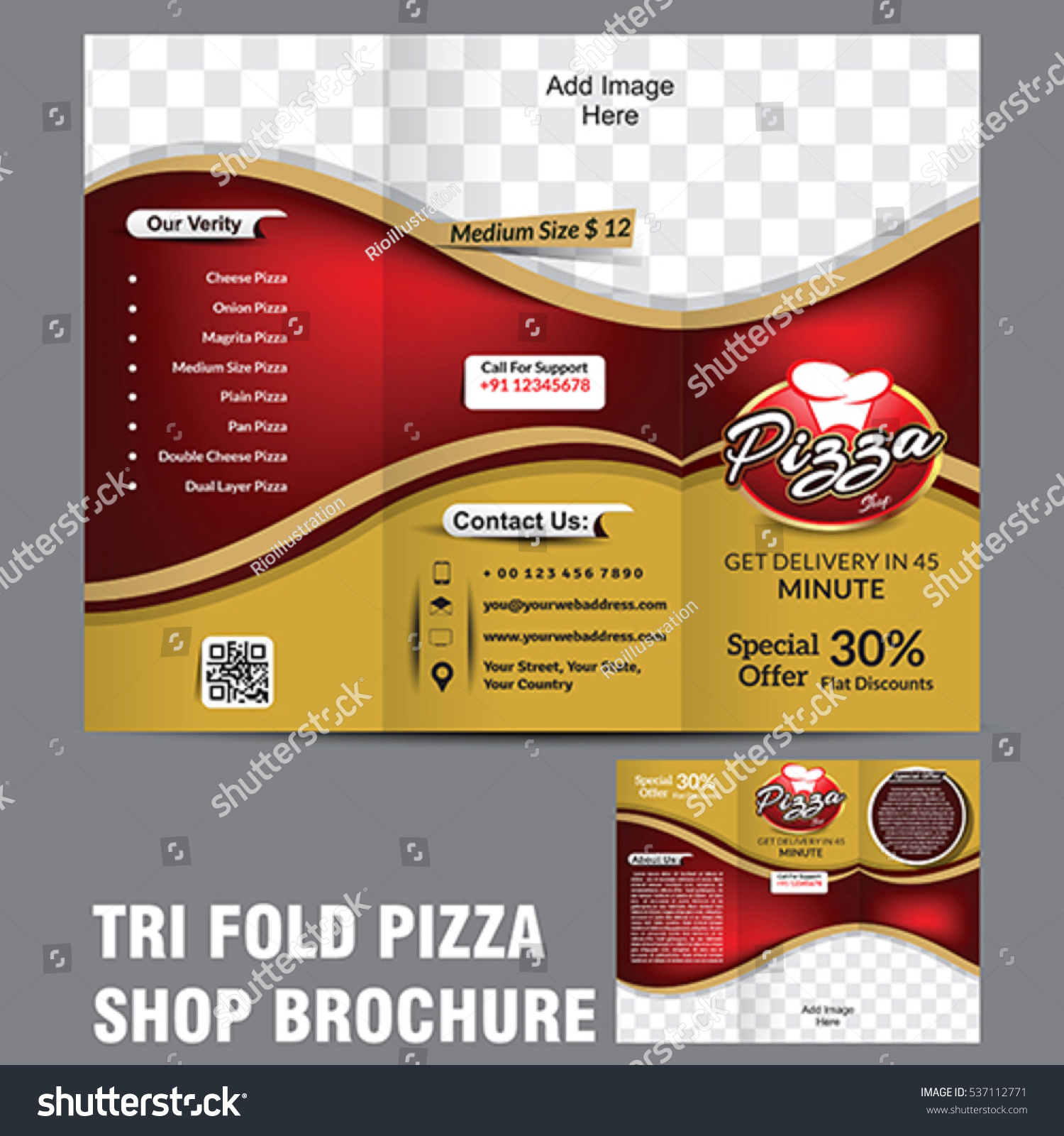 Tri Fold Pizza Brochure Template Vector Stock Vector (Royalty Free ...