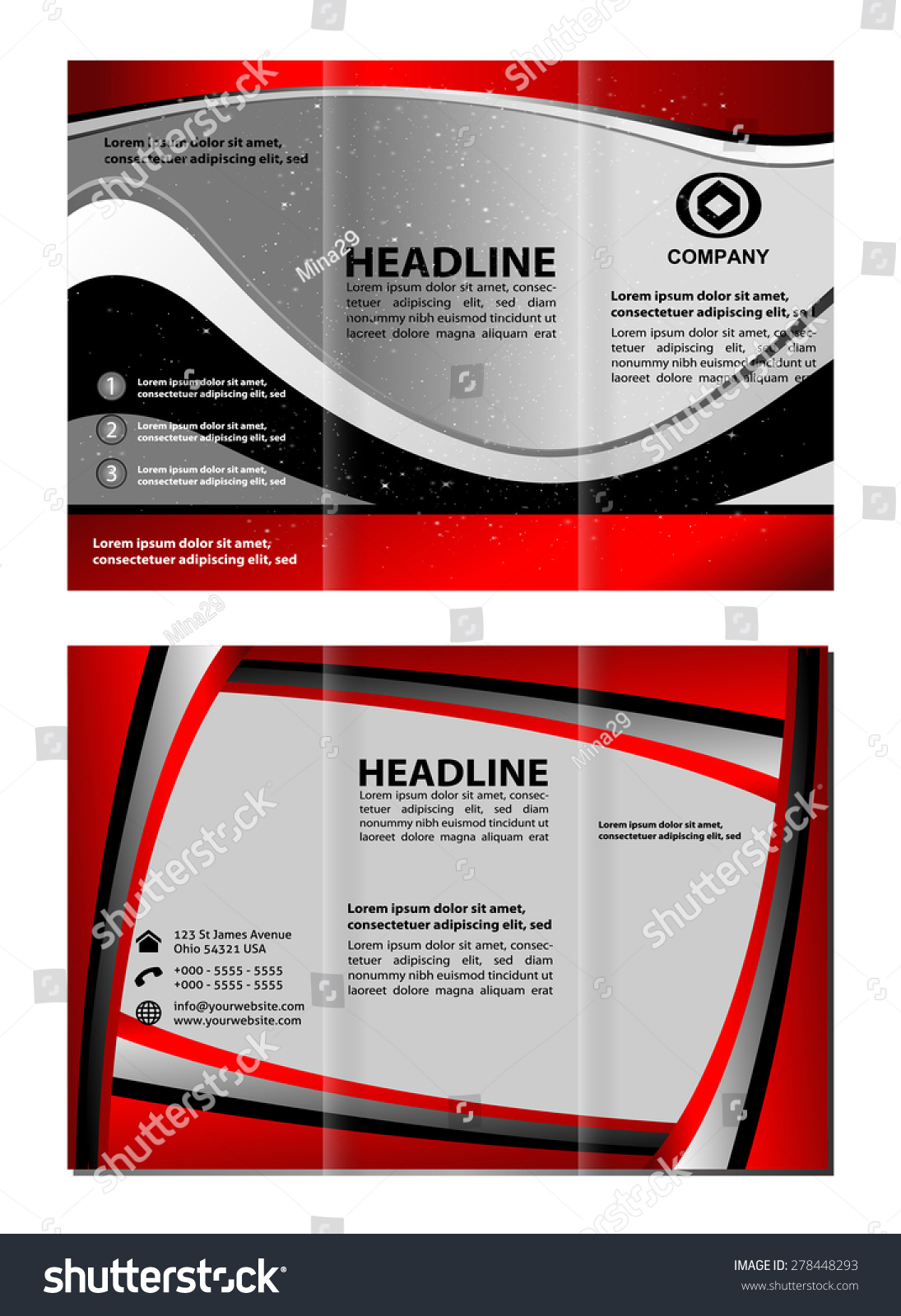 Trifold Technology Style Brochure Layout Design Stock Vector (Royalty ...