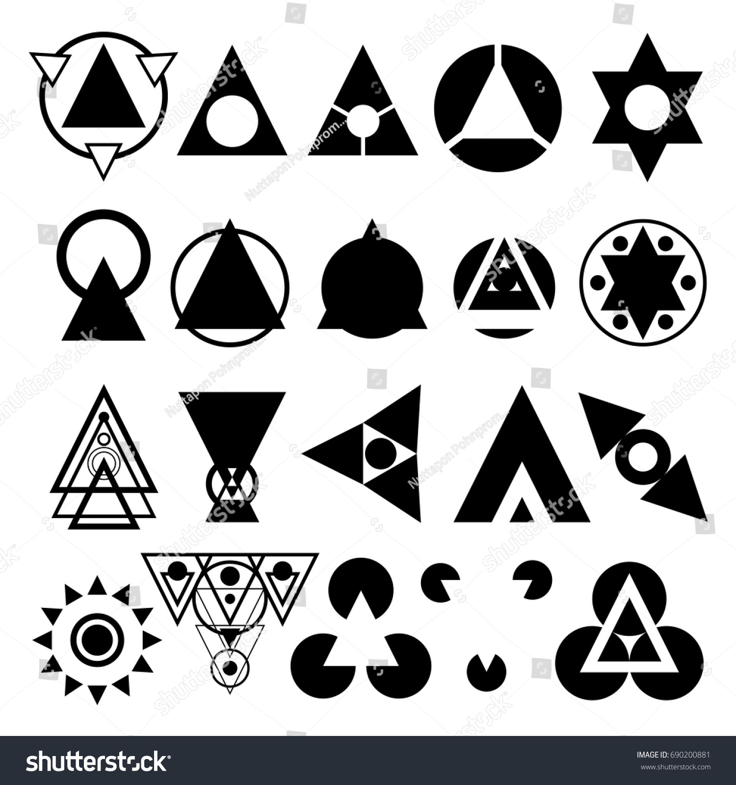 Triangle Circle Minimal Tattoo Stock Vector (Royalty Free) 690200881