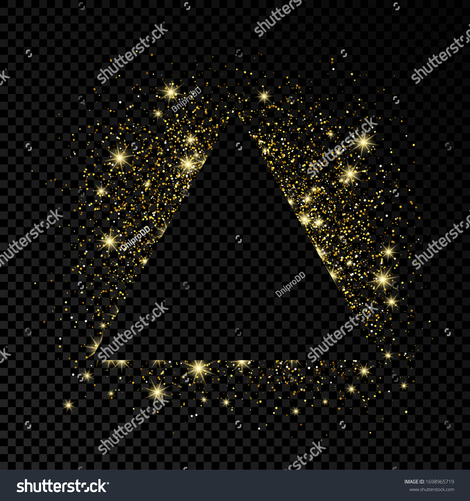 Triangle Frame Gold Glitter On Dark Stock Vector (Royalty Free) 1698965719