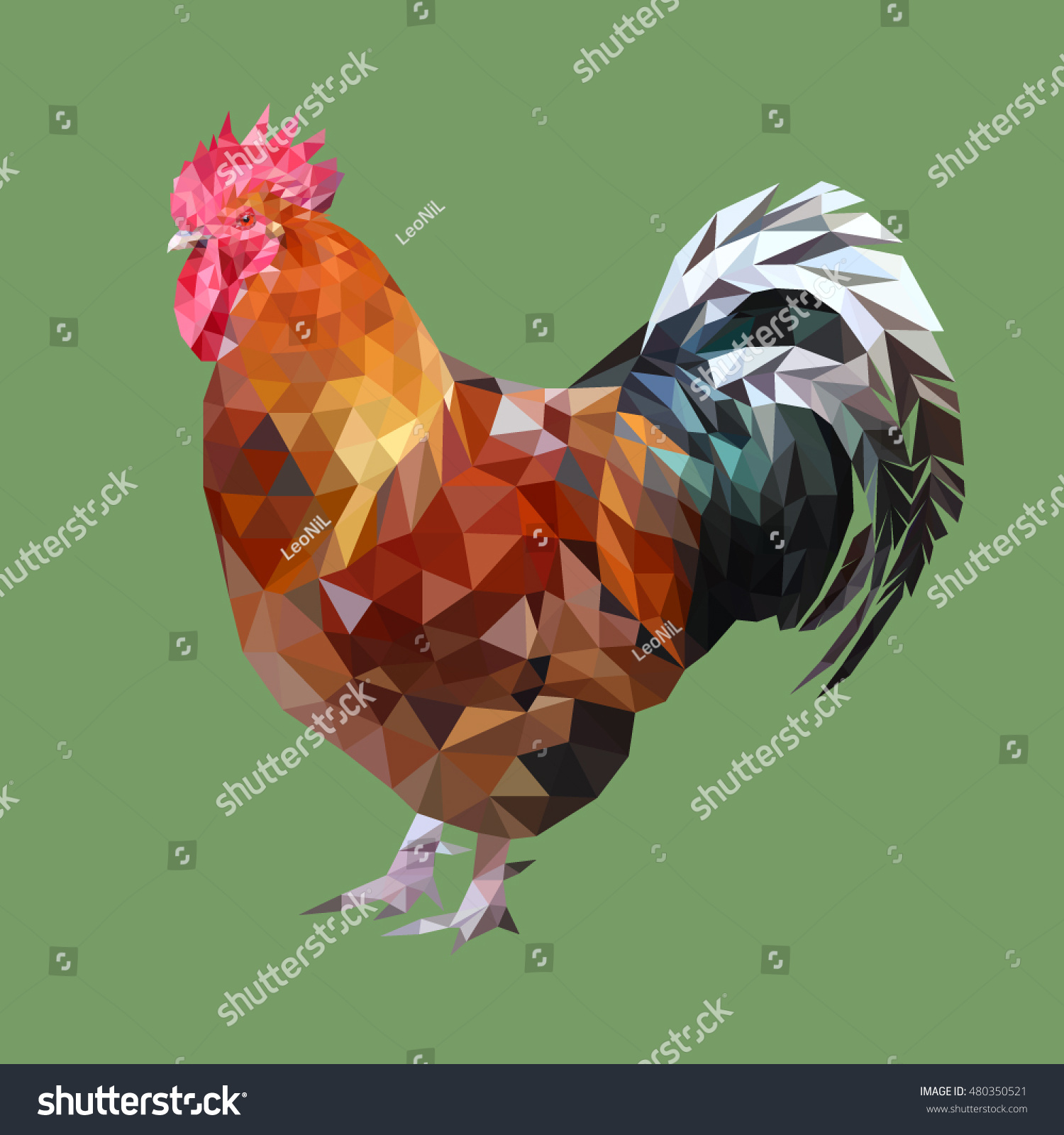 Triangle Geometric Rooster Vector Image On Stock Vector (Royalty Free ...
