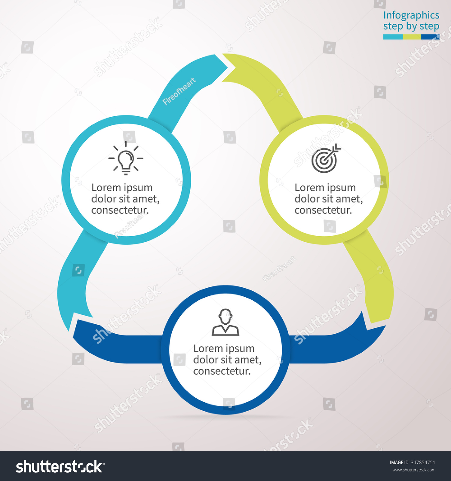 Triangle Infographics Step By Step. Flat Chart, Graph, Diagram With 3 ...