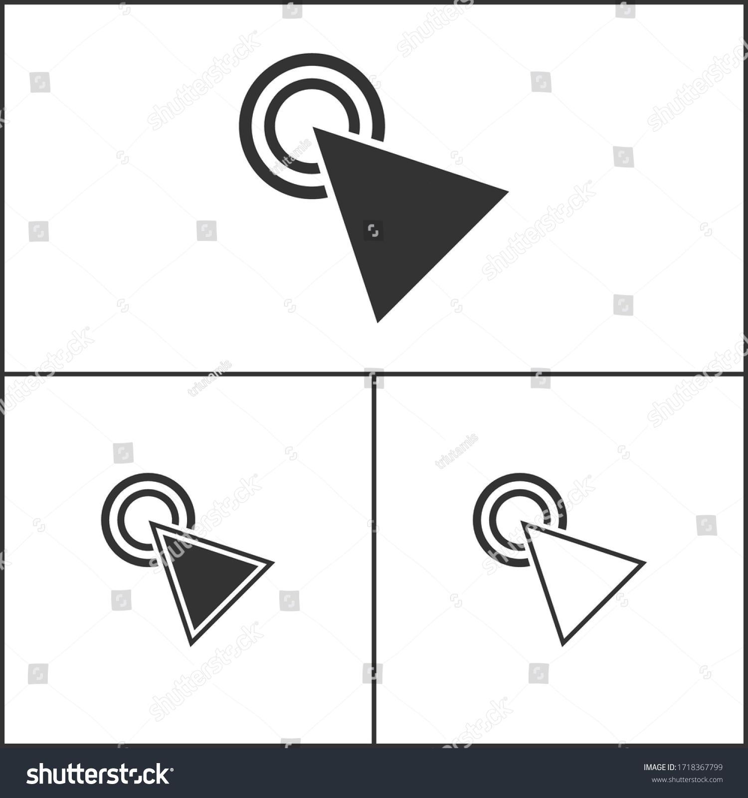 Triangle Pointer Click Icon Isolated On Stock Vector (Royalty Free ...