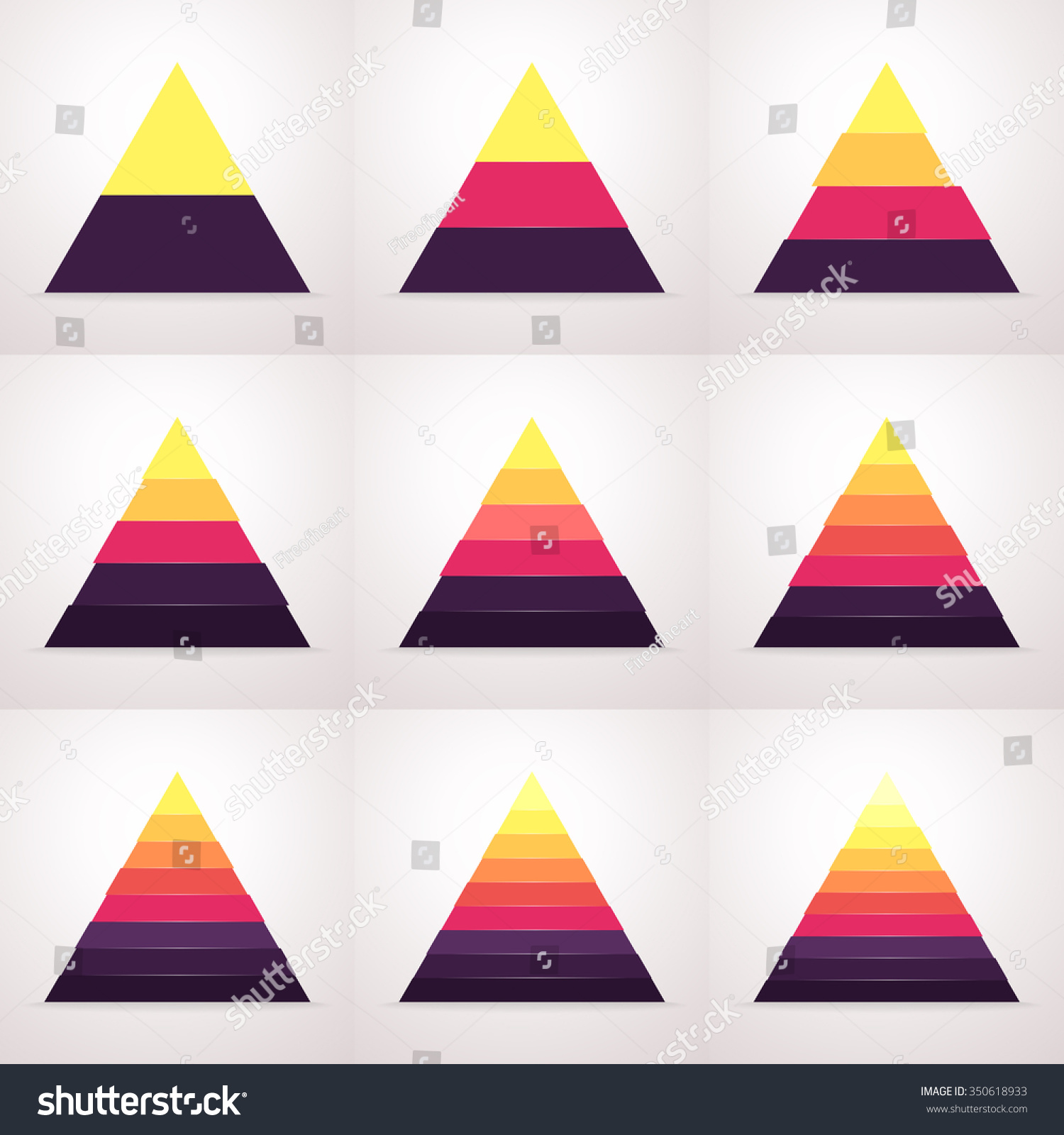 Triangle Pyramid Colored Sections Flat Triangle: เวกเตอร์สต็อก (ปลอดค่า ...