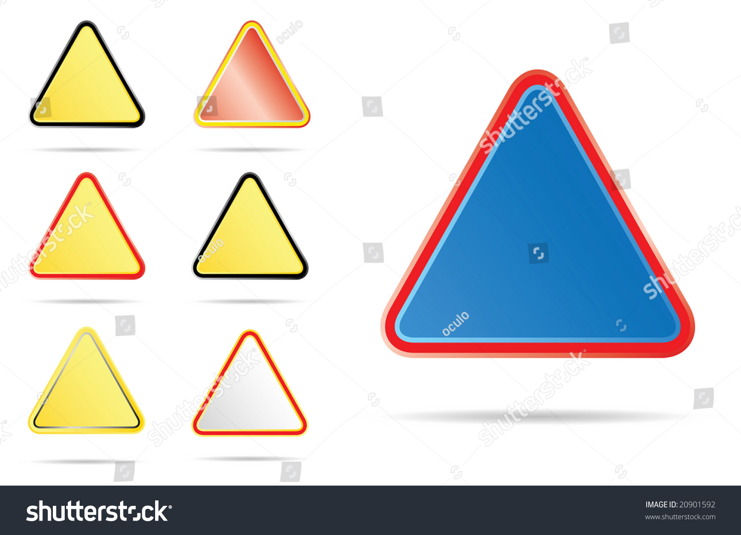 Triangle Road Signs Different Colors: vector de stock (libre de ...