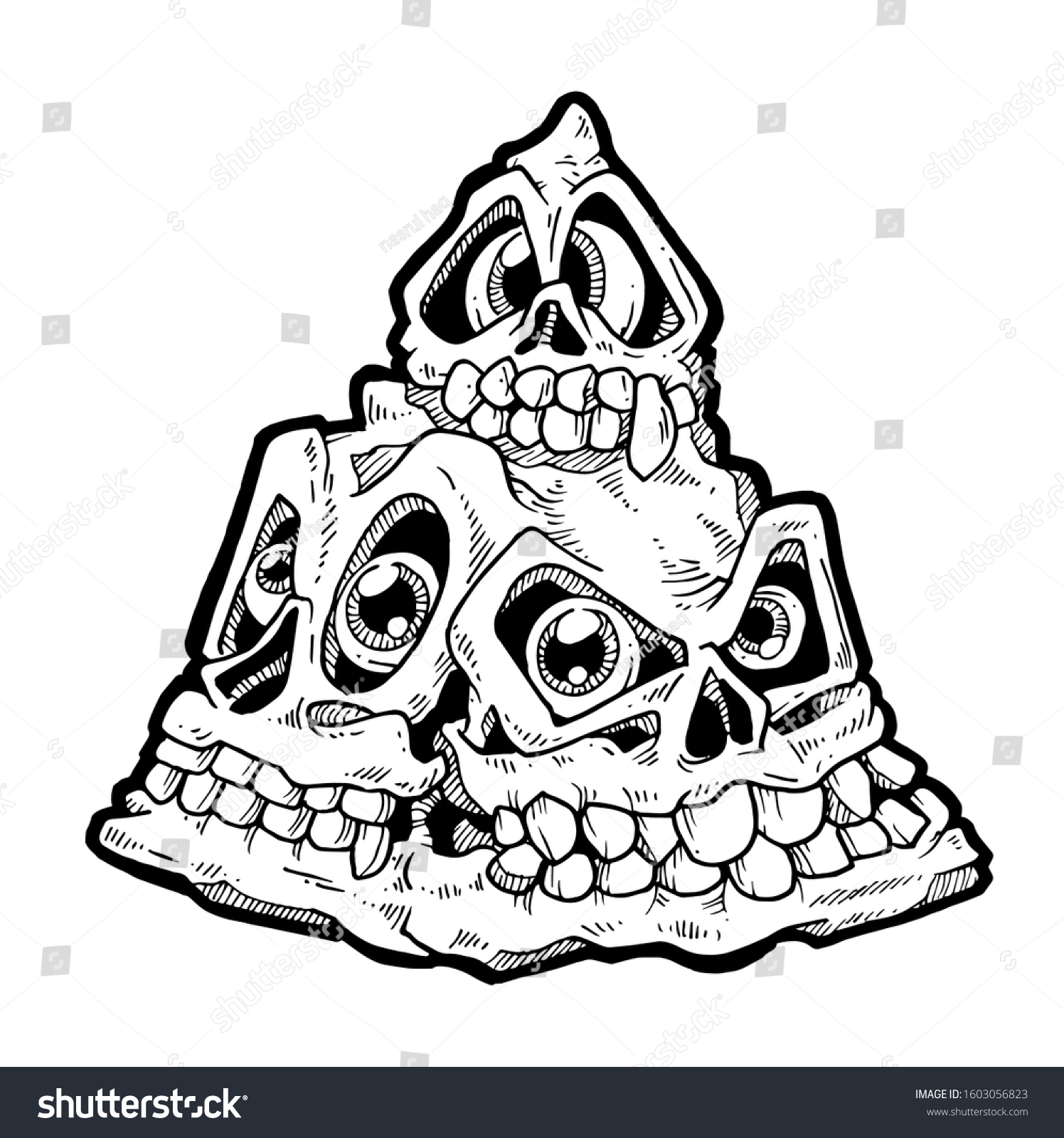 Triangle Skull Drawing Vector Design Stock Vector (Royalty Free) 1603056823