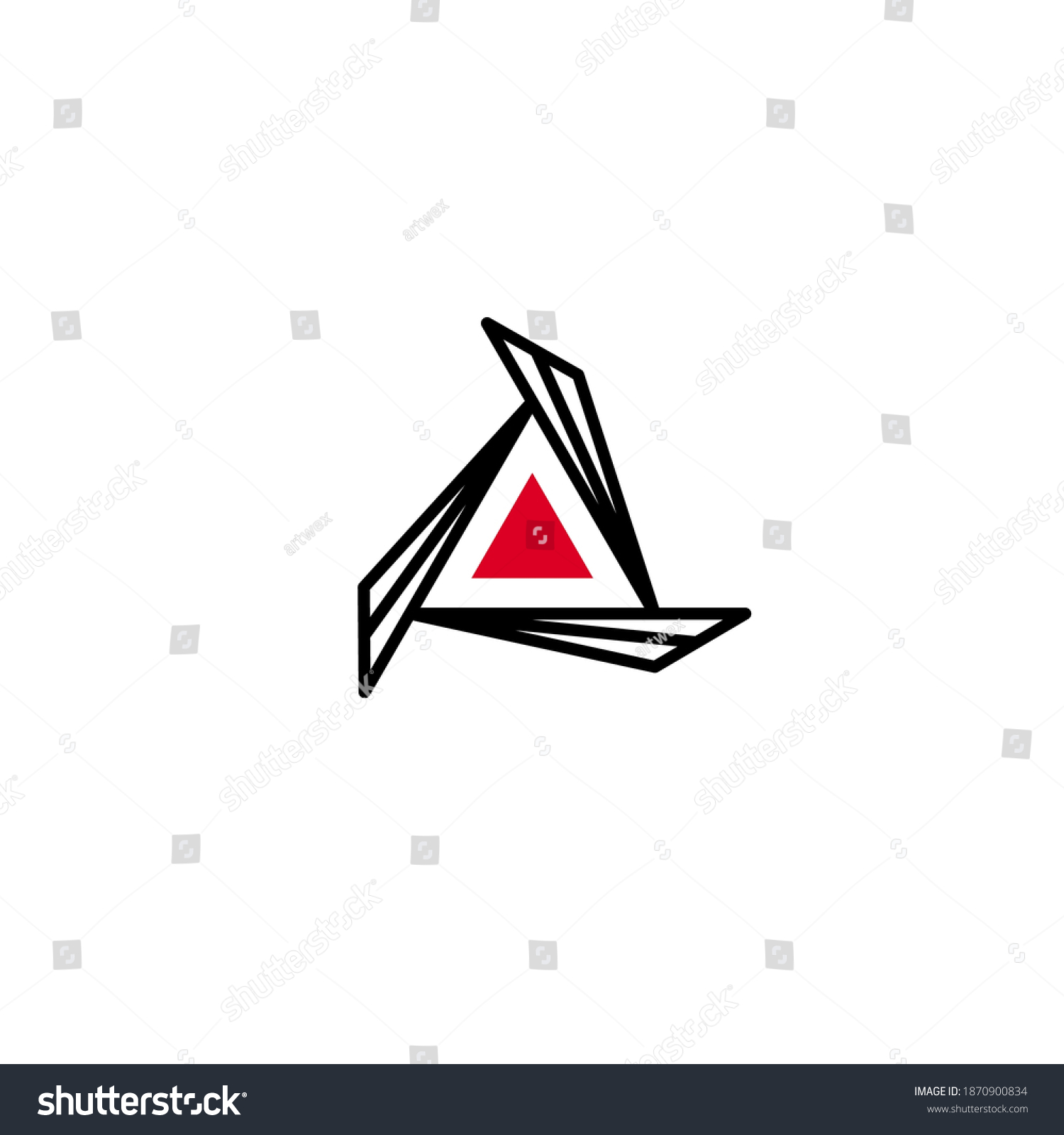 Triangle Tech Line Black Red Logo Stock Vector (Royalty Free ...