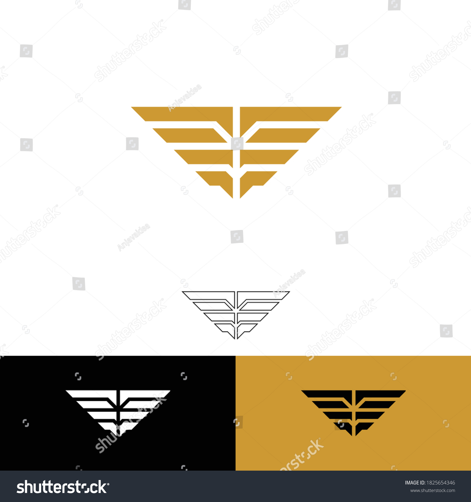 Triangle Wing Logo Design Gold Stock Vector (Royalty Free) 1825654346