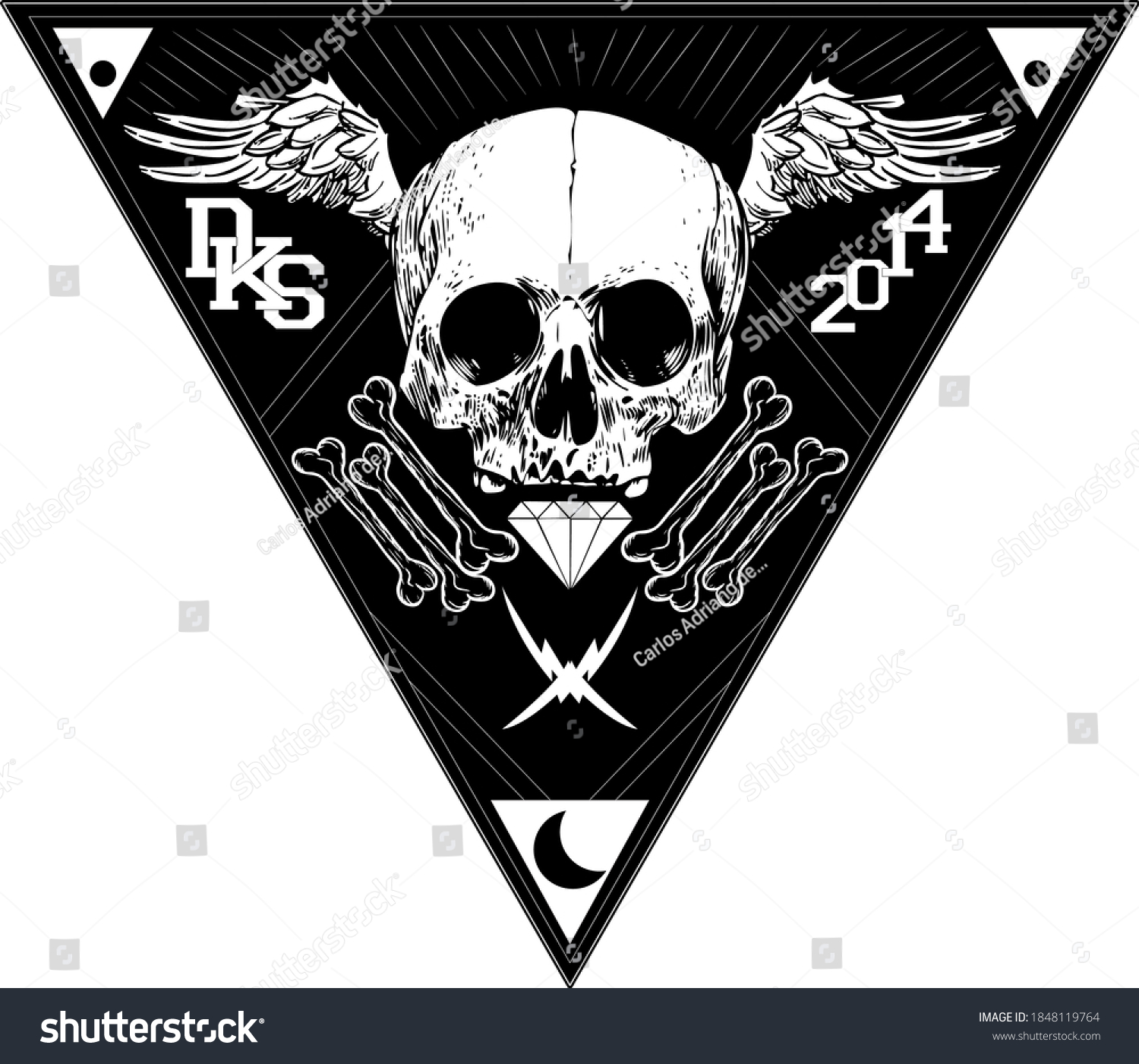 Triangle Skull Bones Stock Vector (Royalty Free) 1848119764