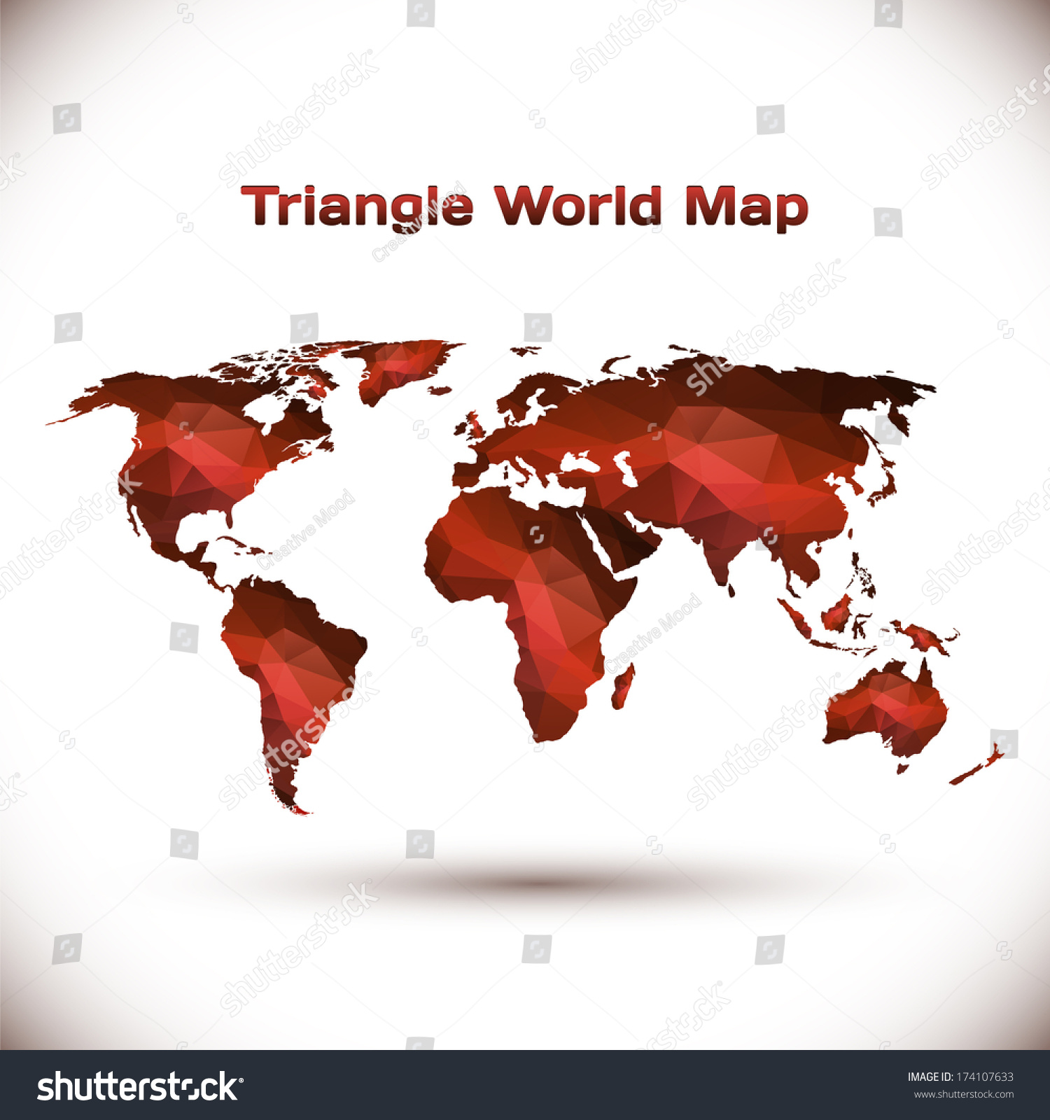 Triangle World Map Illustration Red: vector de stock (libre de regalías ...