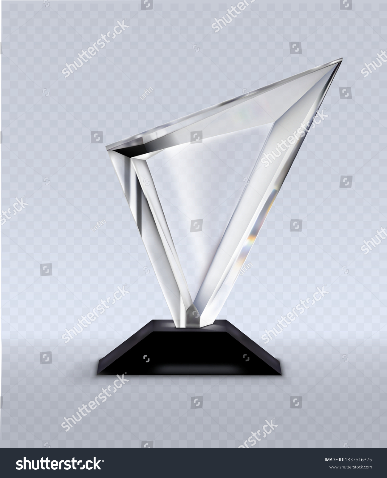 Triangular Glass Award On Transparent Background Stock Vector (Royalty ...