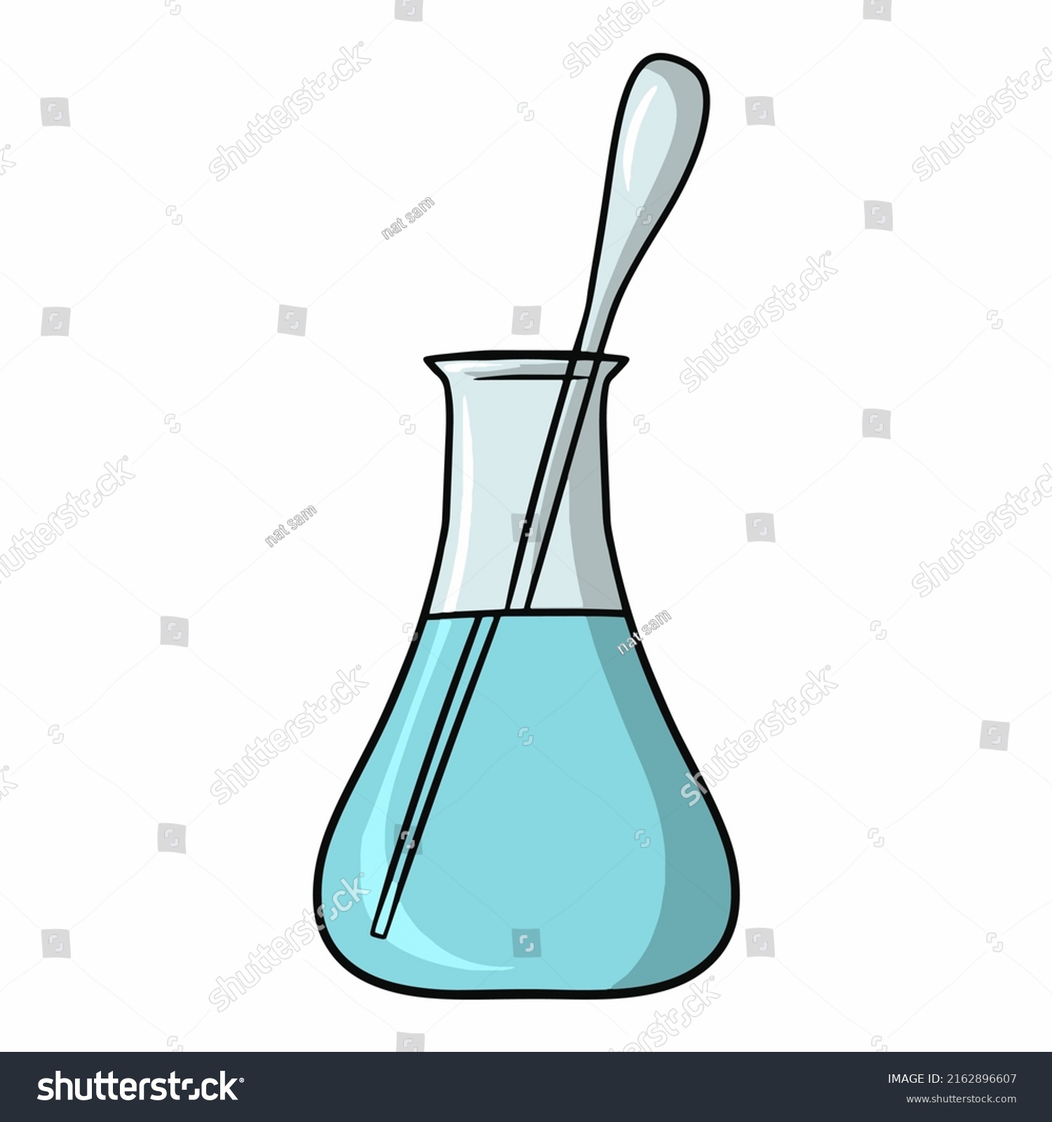 Triangular Glass Flask Blue Solution Measuring Stock Vector (Royalty ...