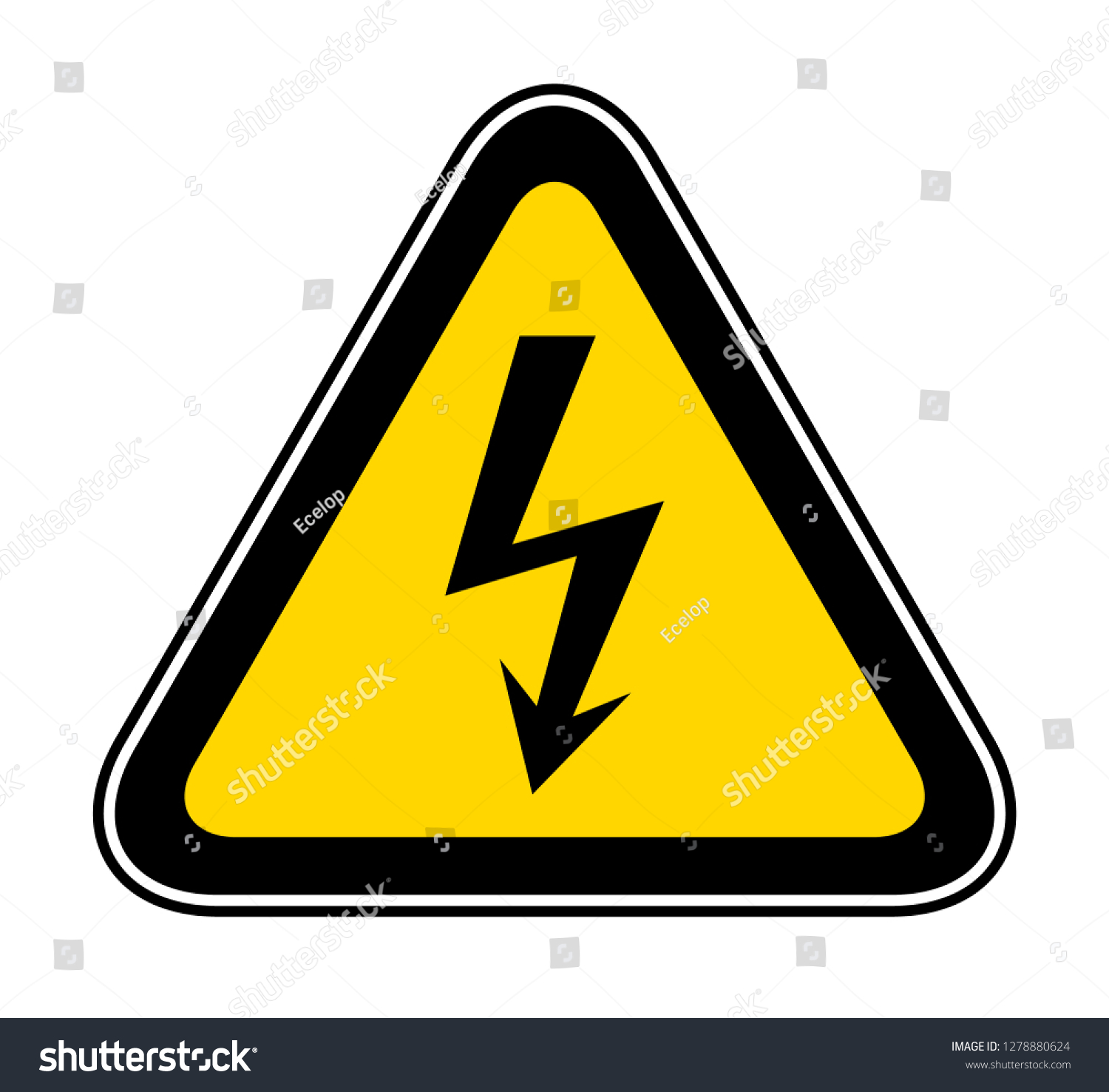Triangular Yellow Warning Hazard Symbol Vector 스톡 벡터(로열티 프리) 1278880624 ...