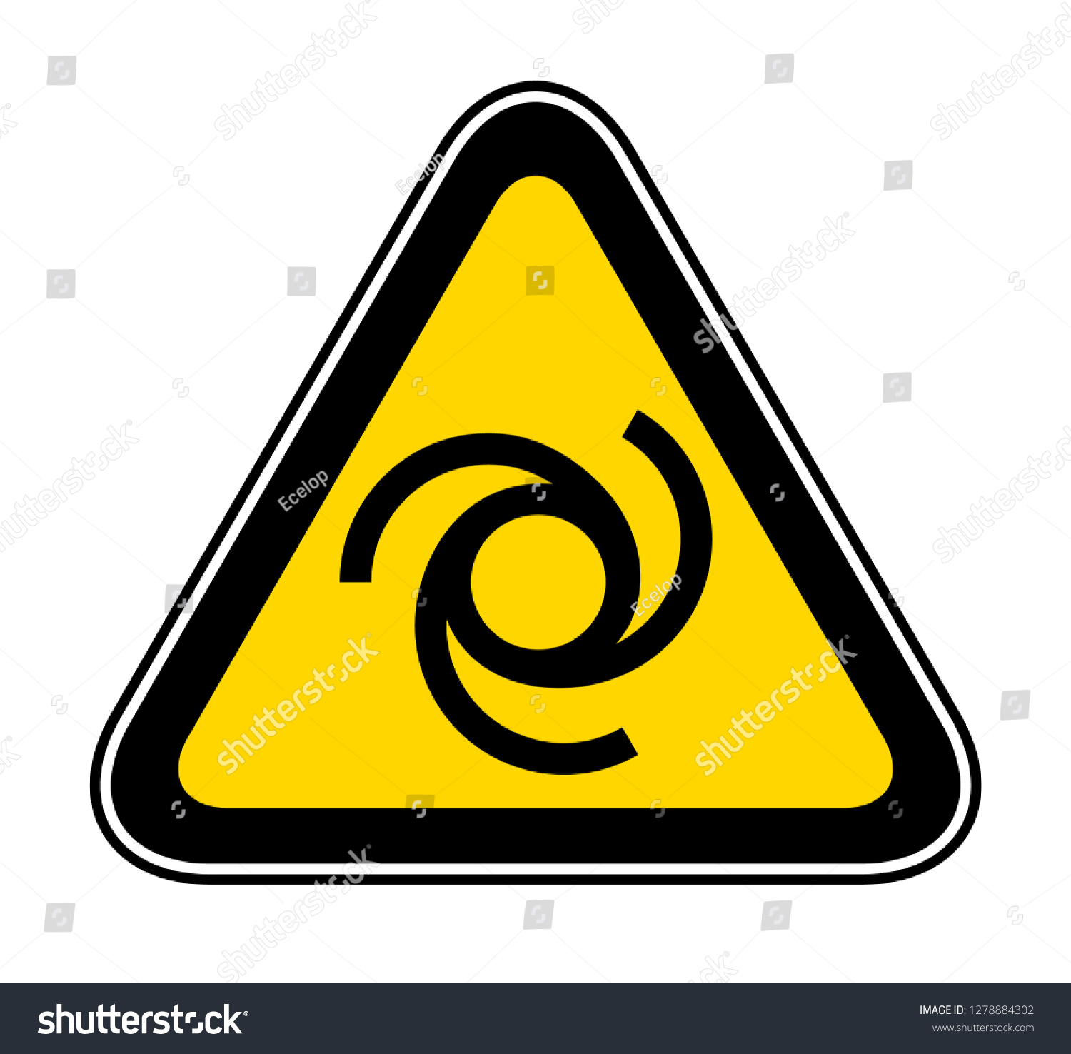 Triangular Yellow Warning Hazard Symbol Vector 스톡 벡터(로열티 프리) 1278884302 ...