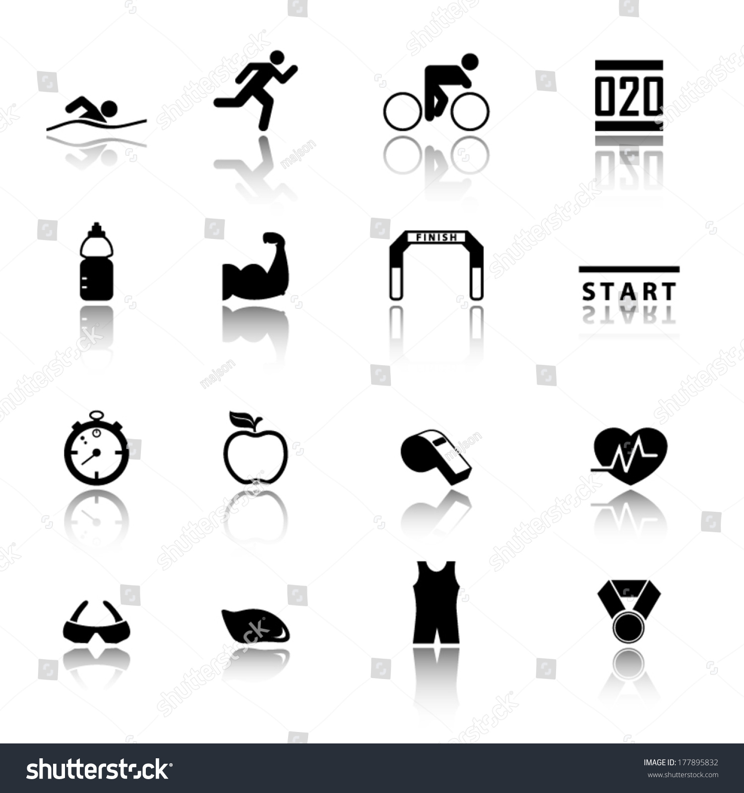 Triathlon Icons Stock Vector (Royalty Free) 177895832