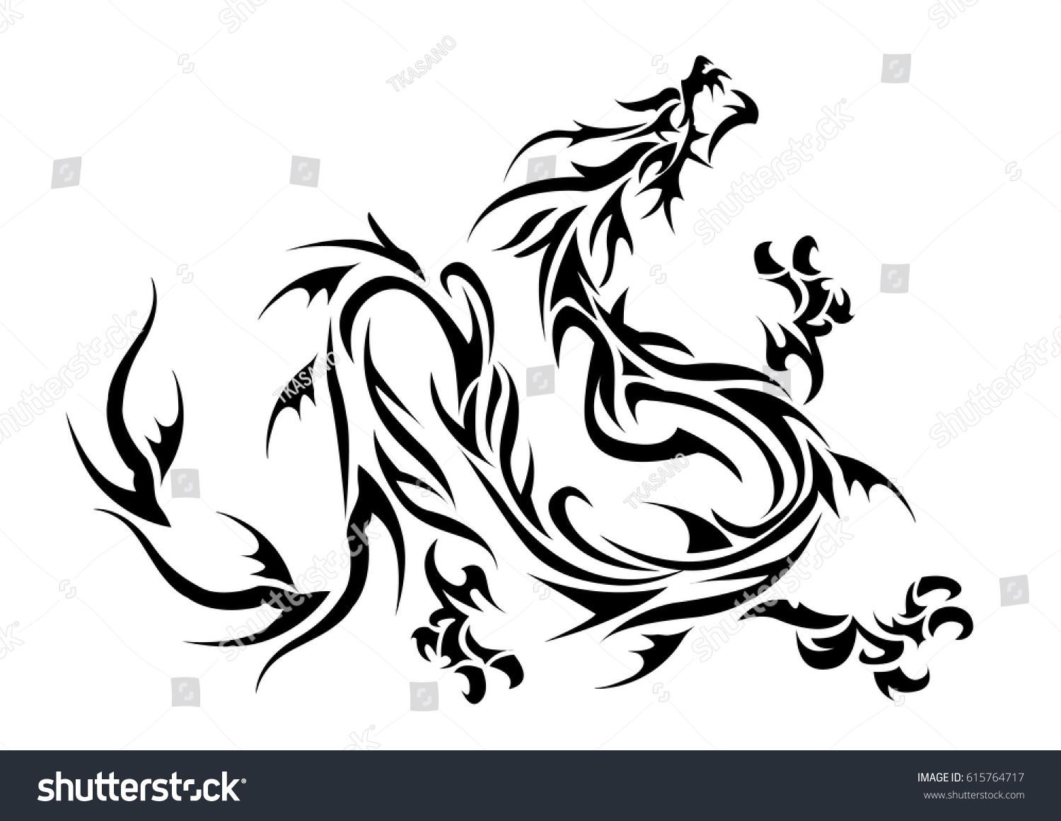 Tribal Dragon Stock Vector (Royalty Free) 615764717