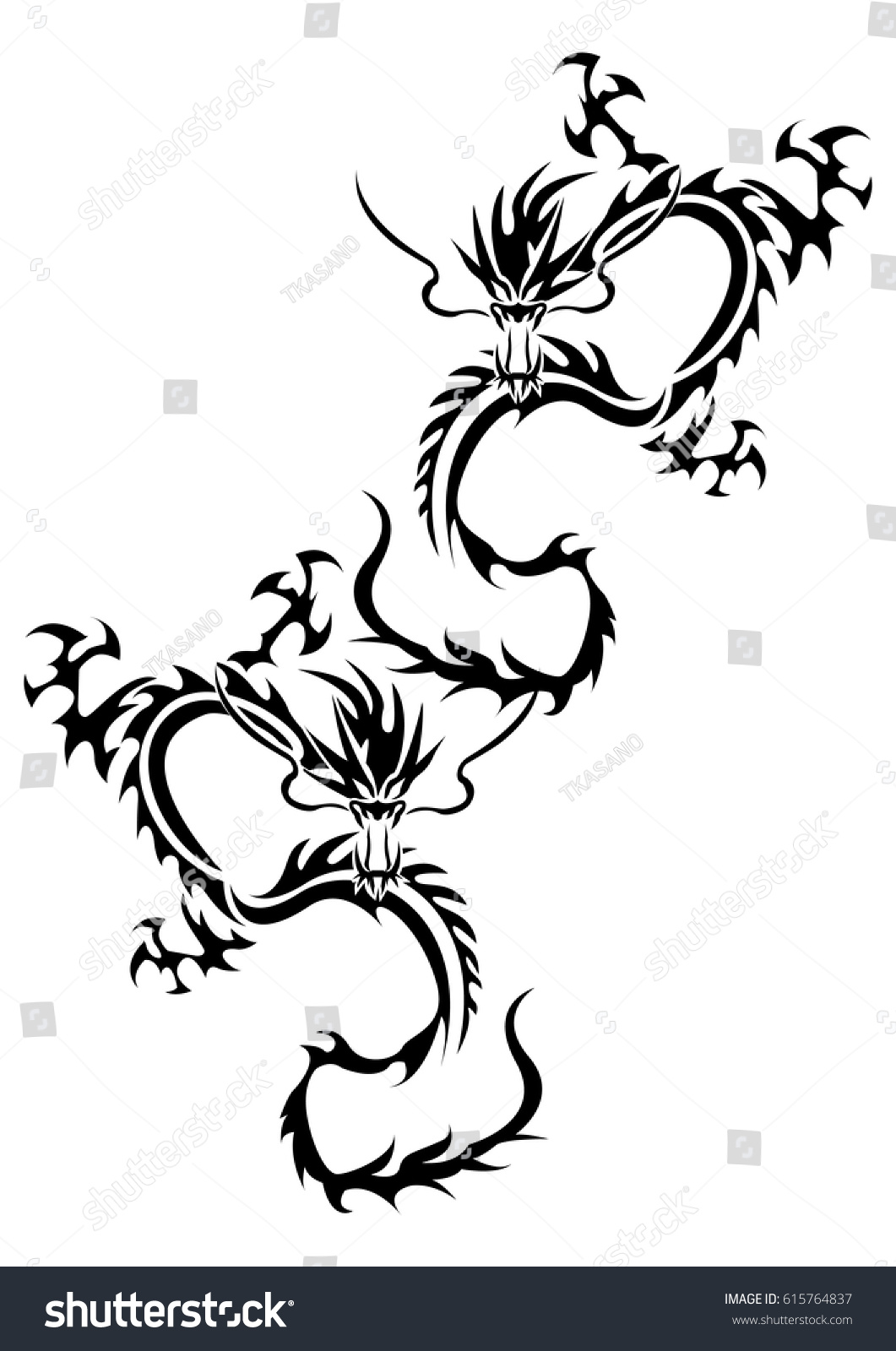 Tribal Dragon Stock Vector (Royalty Free) 615764837