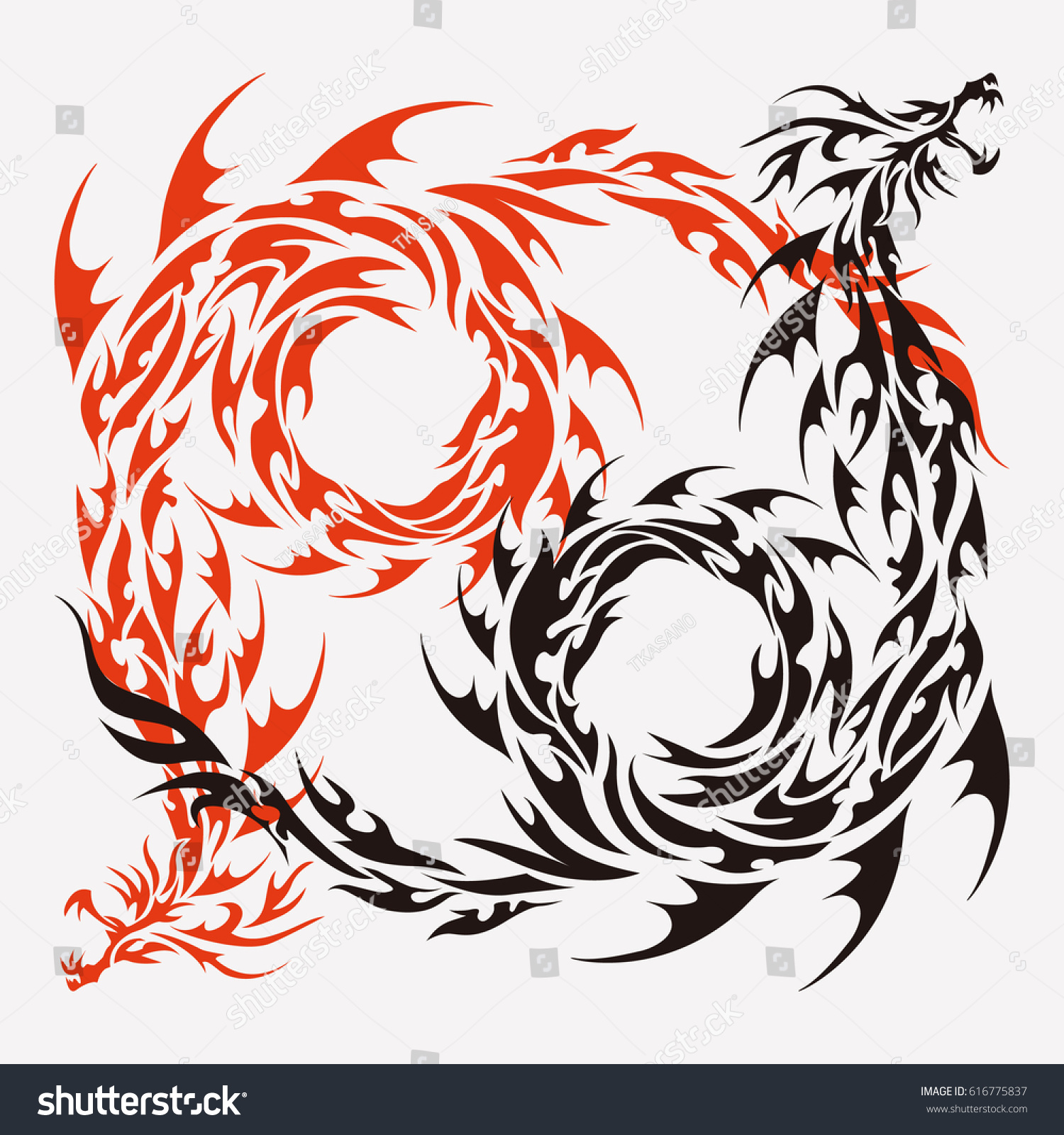 Tribal Dragon Stock Vector (Royalty Free) 616775837 | Shutterstock
