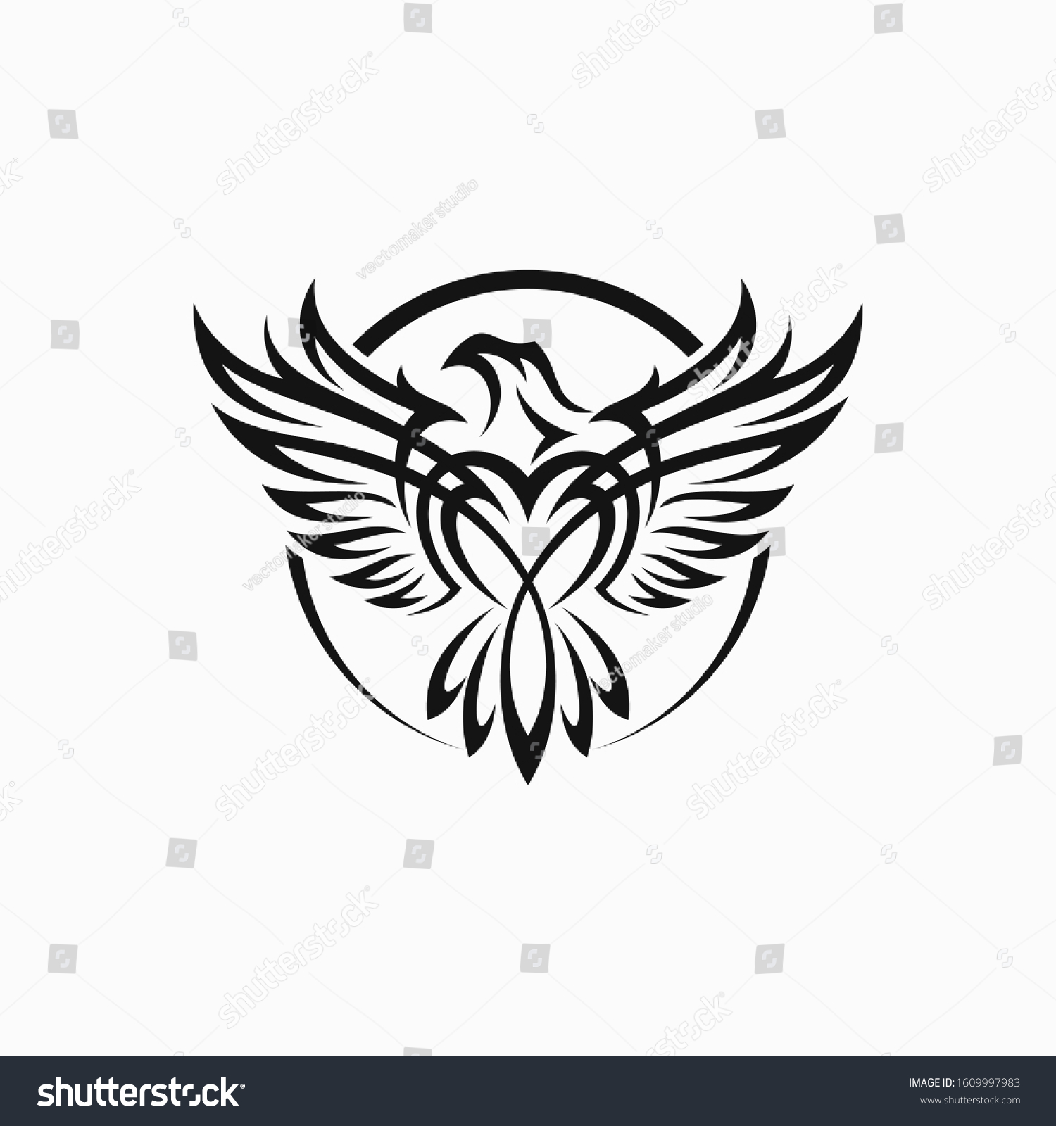 Tribal Eagle Tattoo Vector Illustration Eagle Stock Vector (Royalty ...