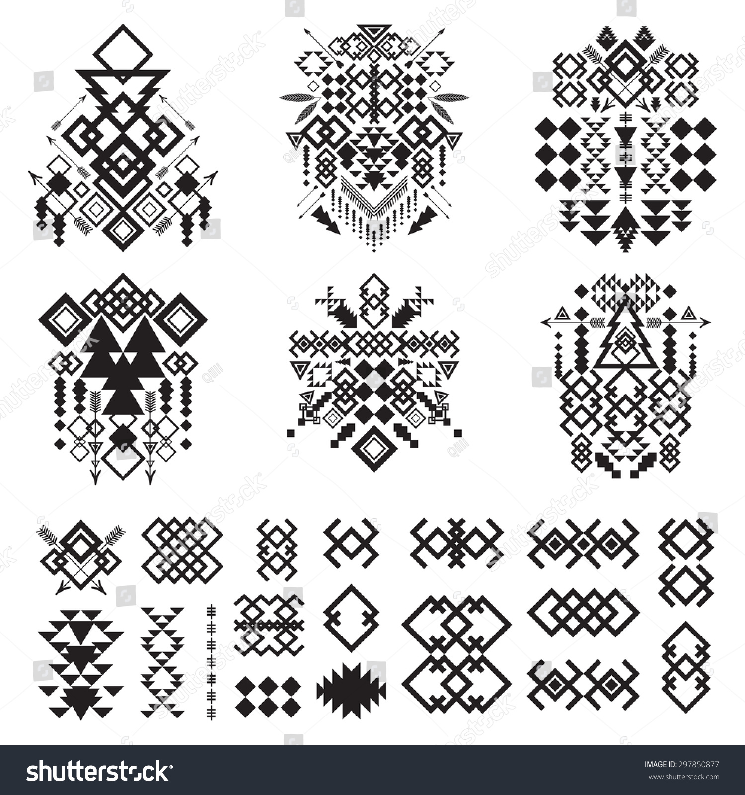 Tribal Elements Collection Vector Illustration Set Stock Vector (Royalty Free) 297850877