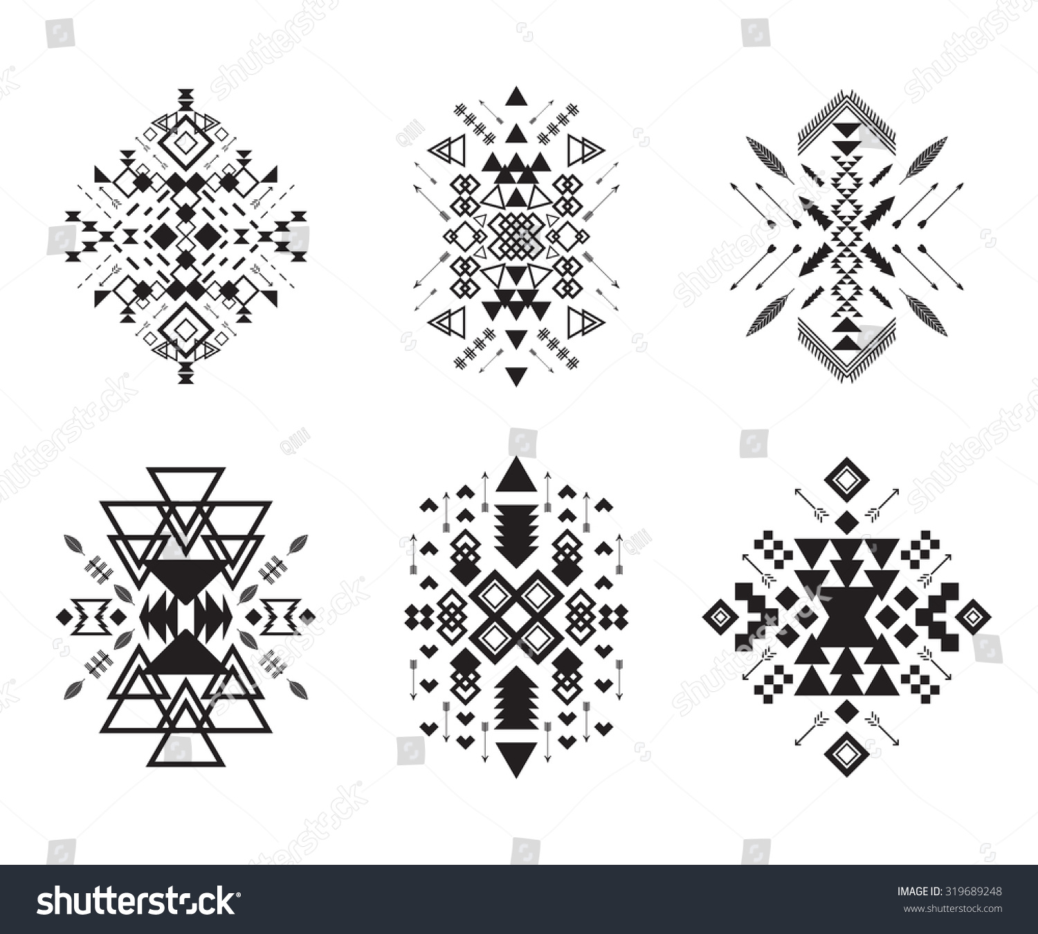 Tribal Elements Collection Vector Illustration Set Stock Vector (Royalty Free) 319689248