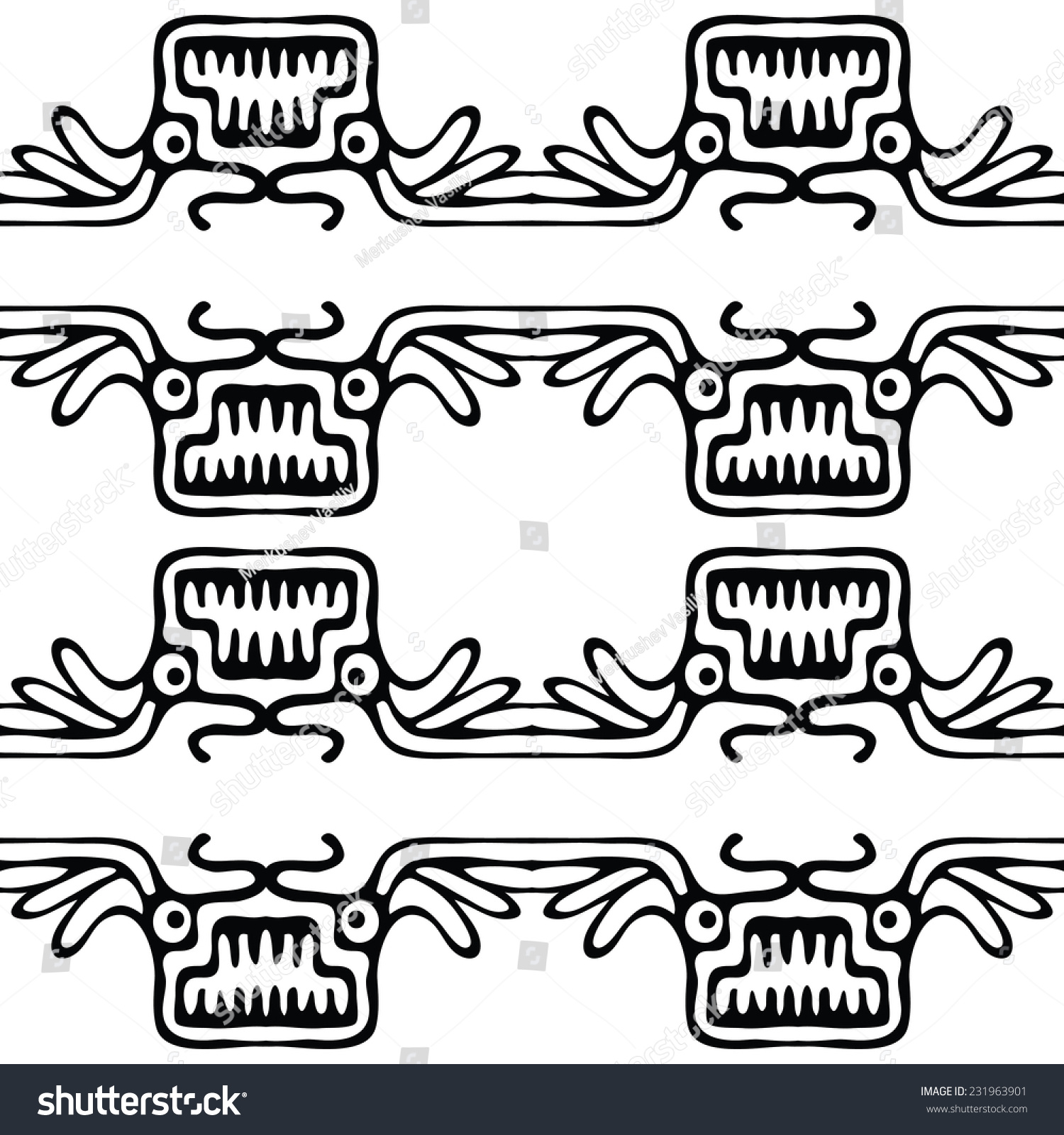Tribal Ethnic Pattern Dragons Vector Background Stock Vector (Royalty ...