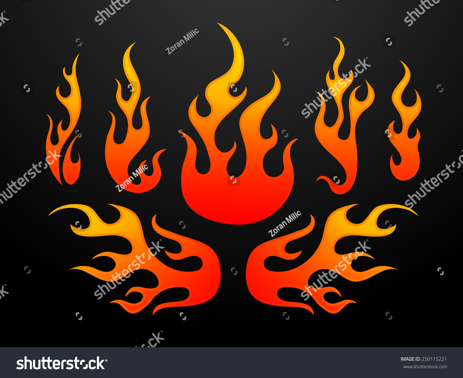 Tribal Fire Flames Set Vector Illustration Stock Vector (Royalty Free ...