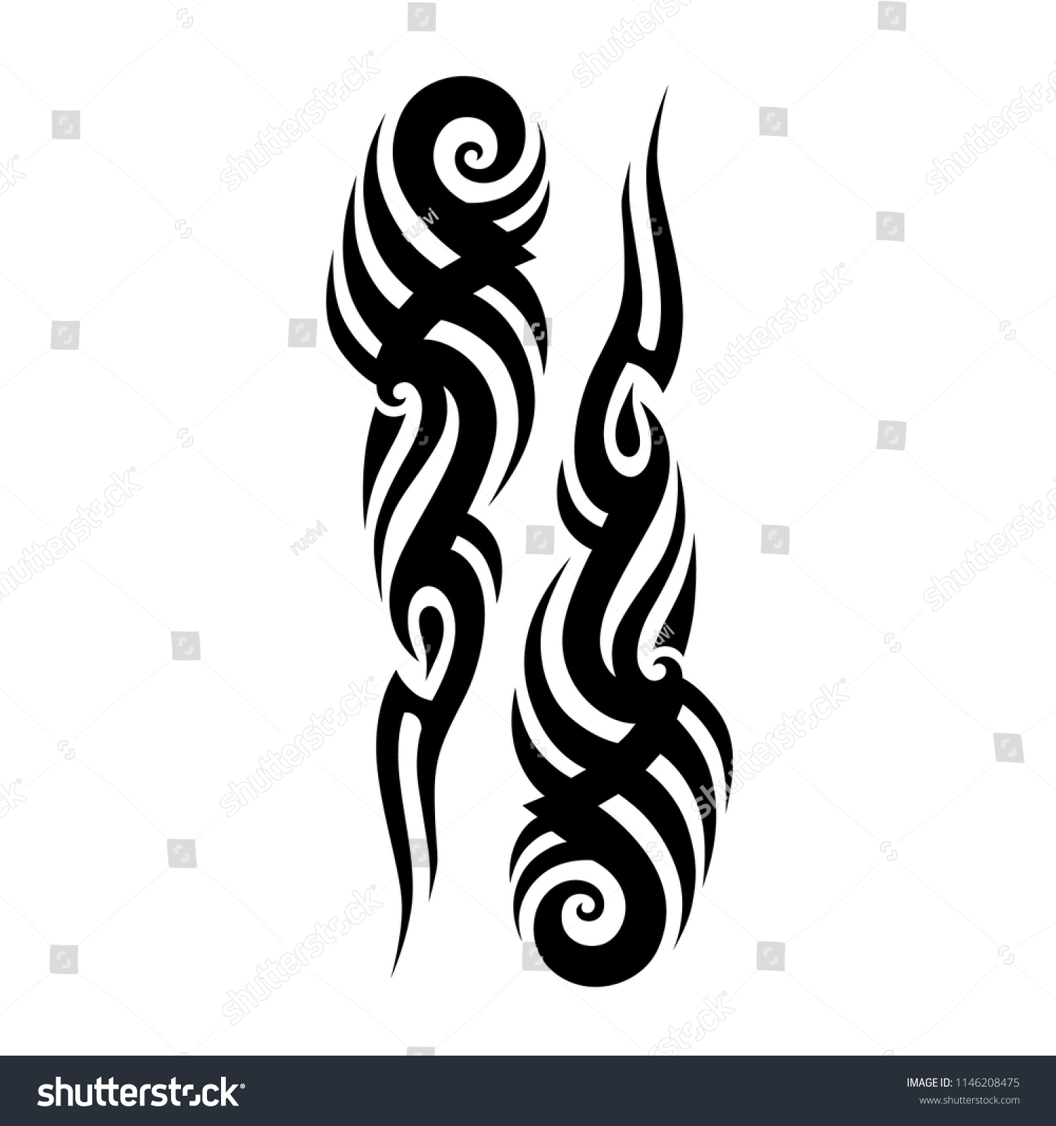 Tribal Pattern Tattoos Art Elements Swirl Vector de stock (libre de ...