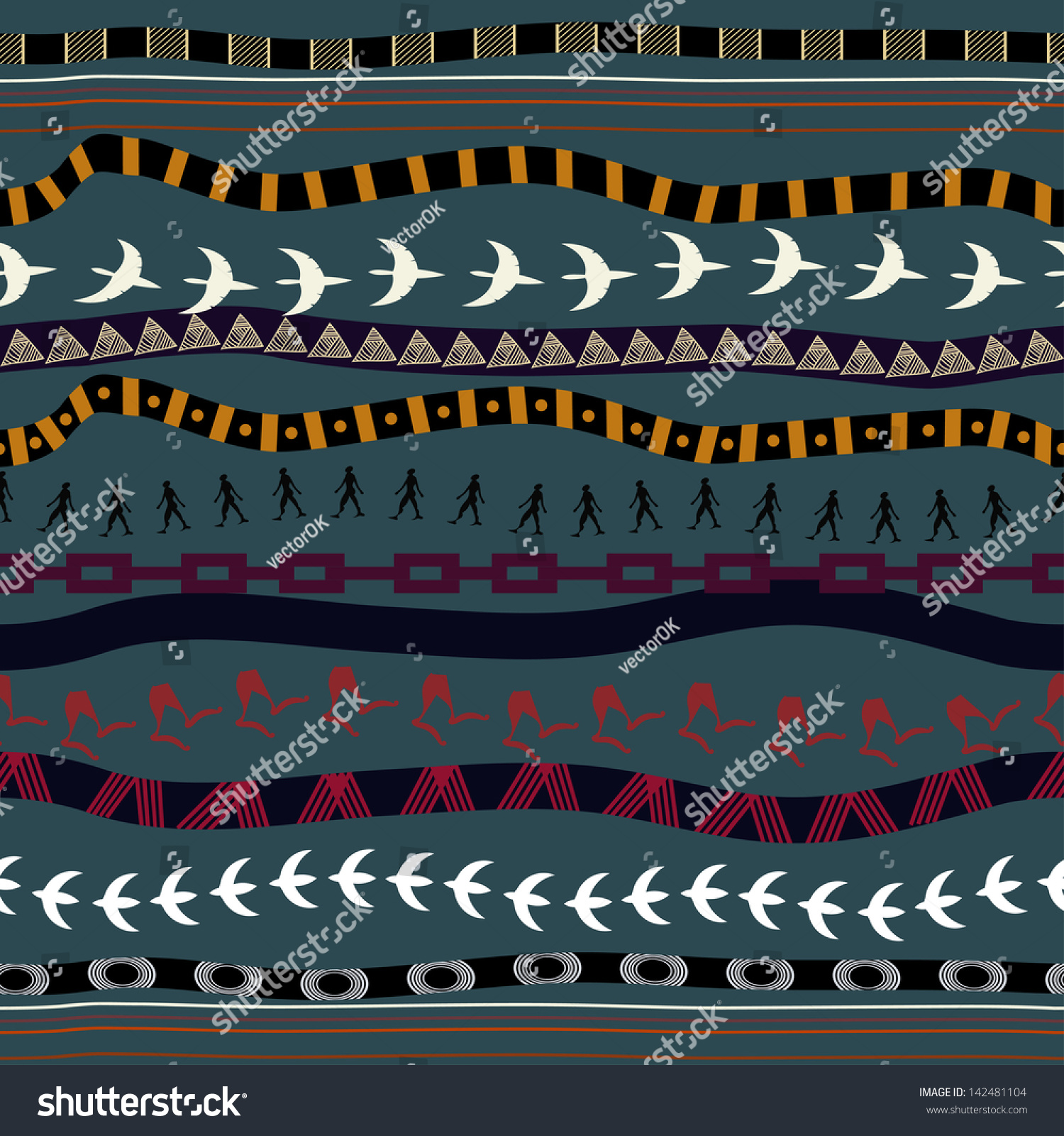 Tribal Seamless Texture Stock Vector (Royalty Free) 142481104 ...