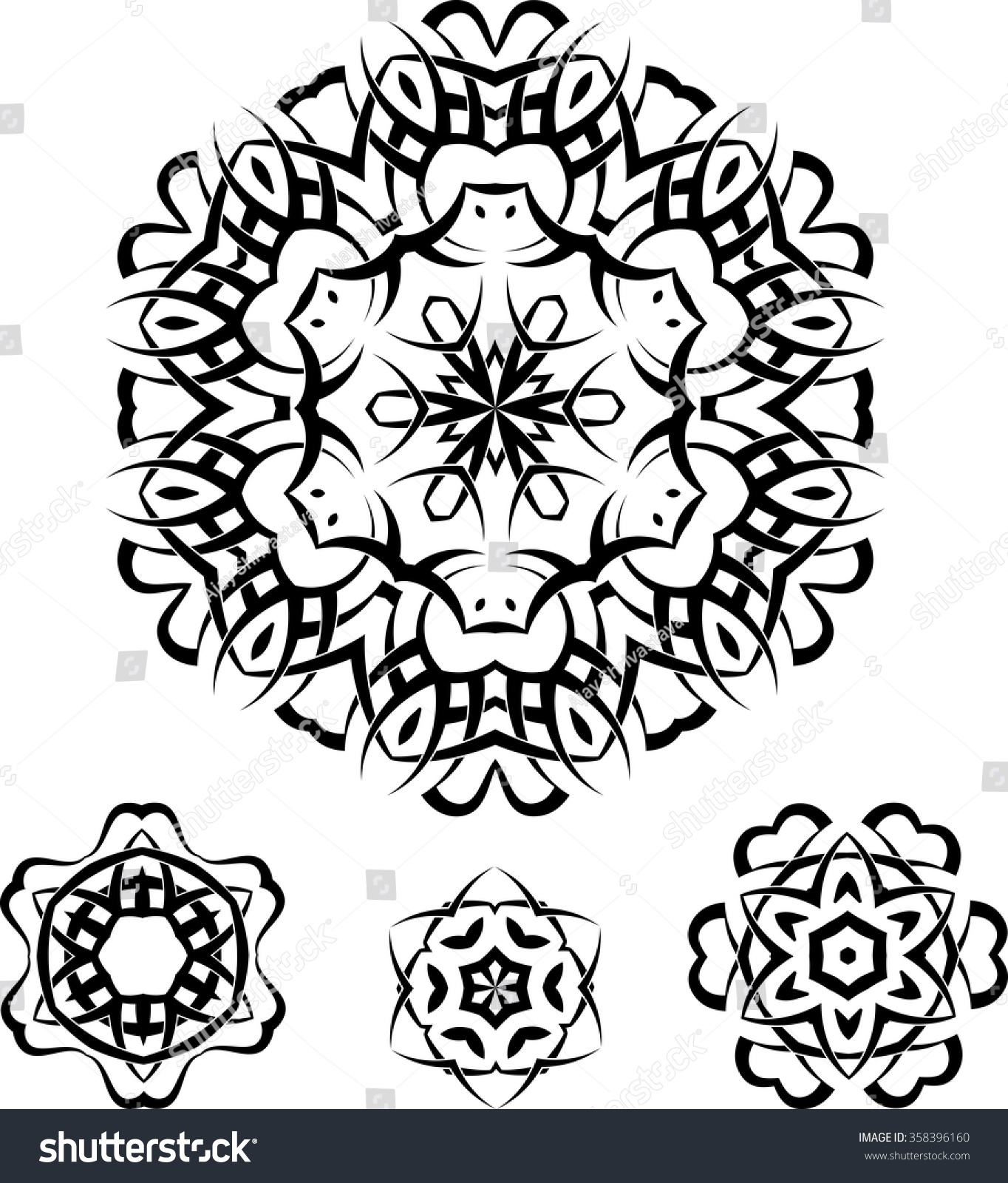 Tribal Tattoo Circular Vector Art Stock Vector (Royalty Free) 358396160 ...