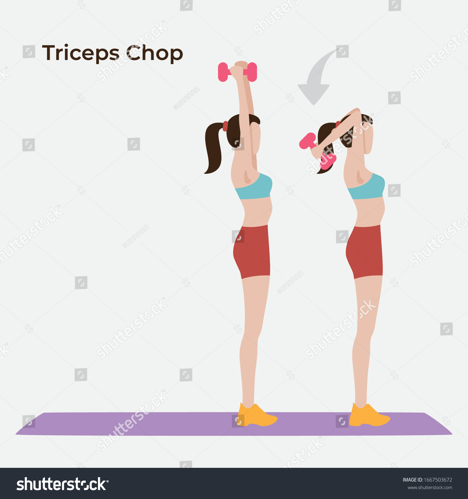 Triceps Chop Exercise Workout Vector Illustraion Stock Vector (Royalty ...