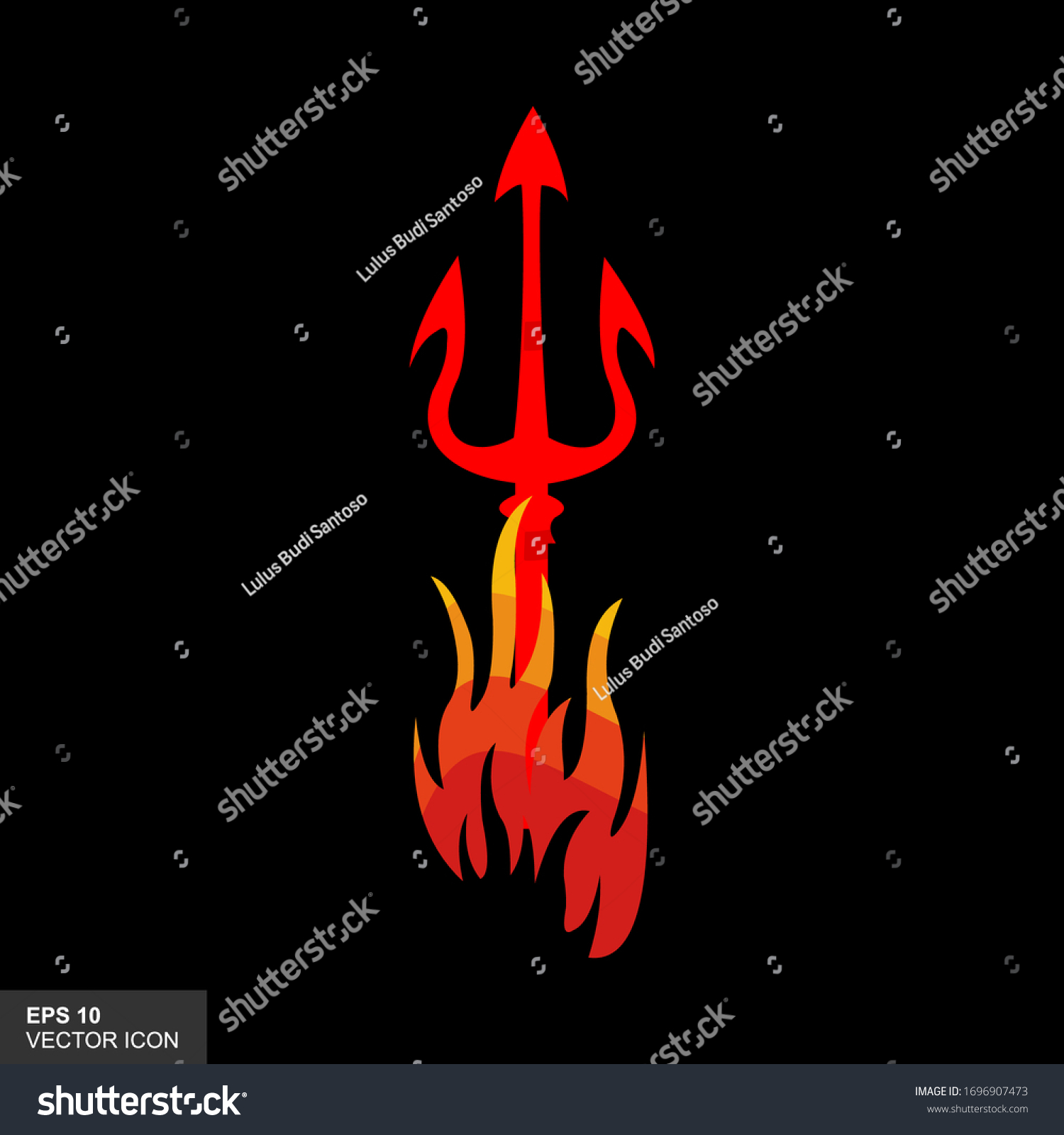 Trident Fire Black Background Vector Illustration Stock Vector (Royalty ...