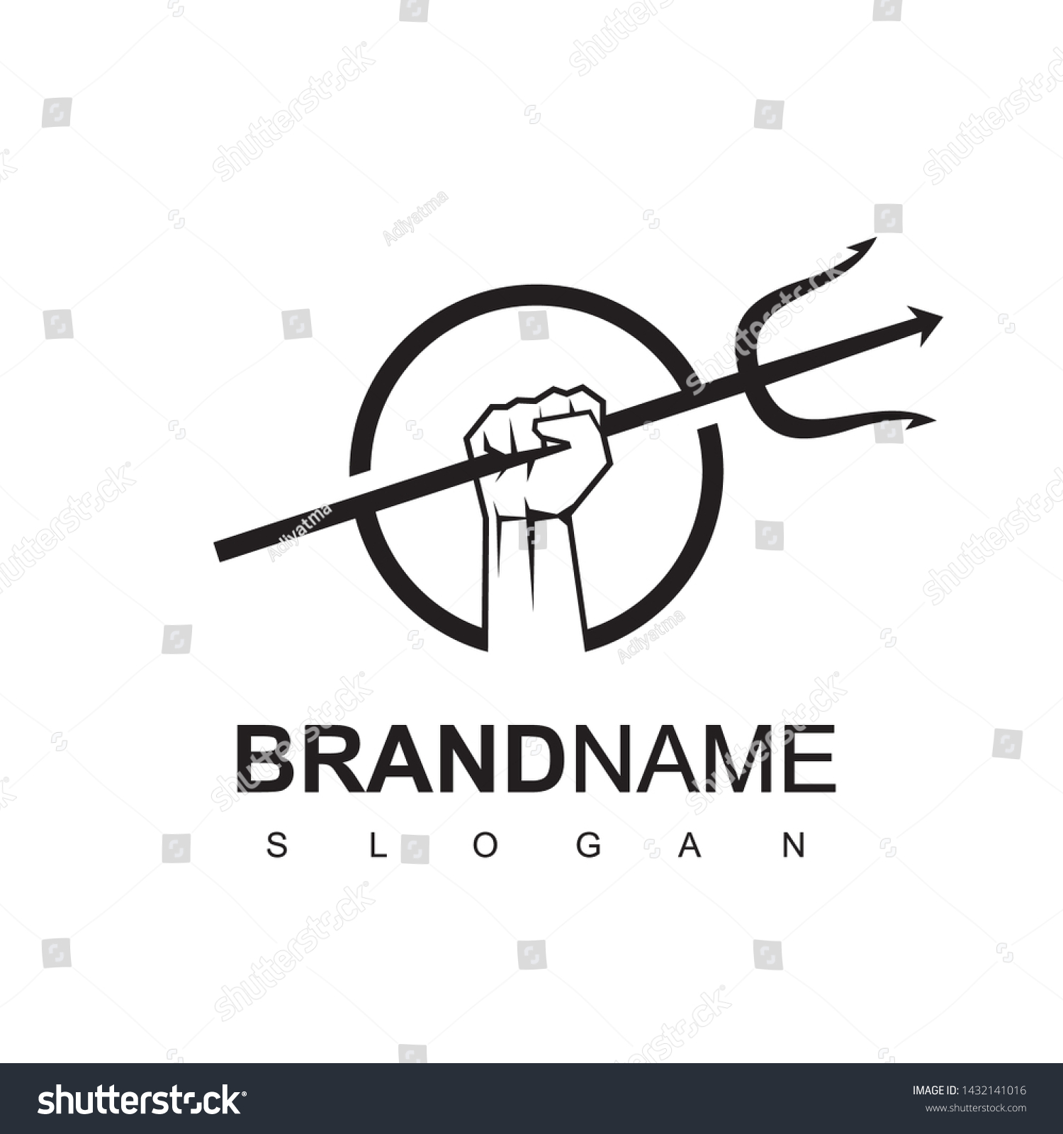 Trident Hand Circle Frame Logo: เวกเตอร์สต็อก (ปลอดค่าลิขสิทธิ์) 1432141016