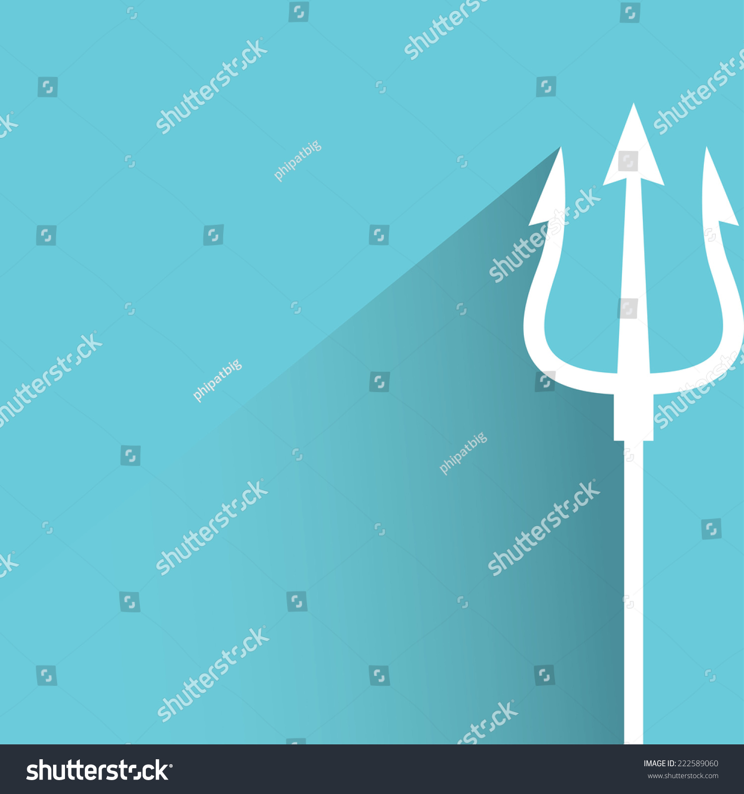 Trident In Blue Background, Flat And Shadow Design Ilustración ...