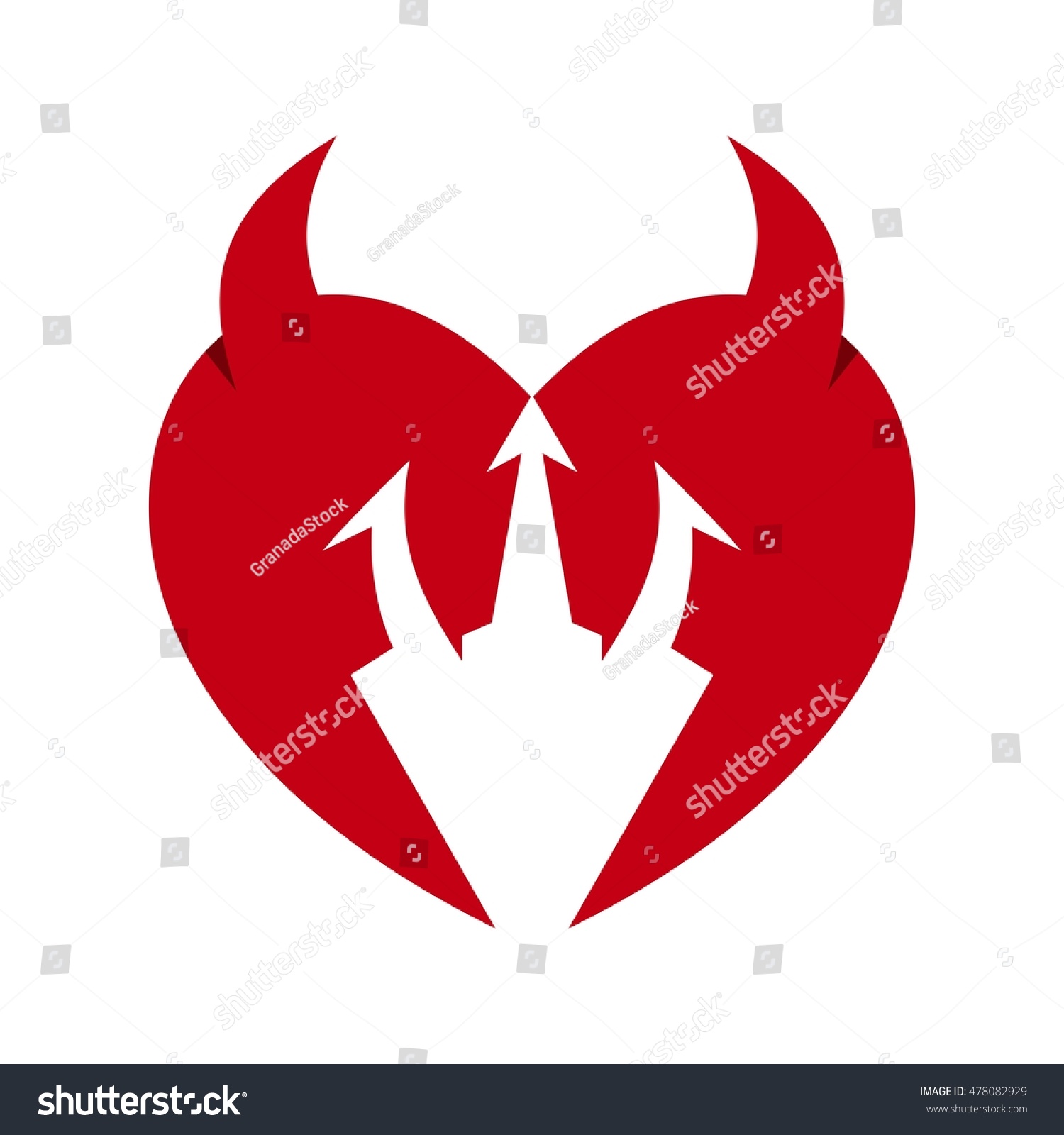 Trident Love Devil Logo Design Template Stock Vector (Royalty Free ...