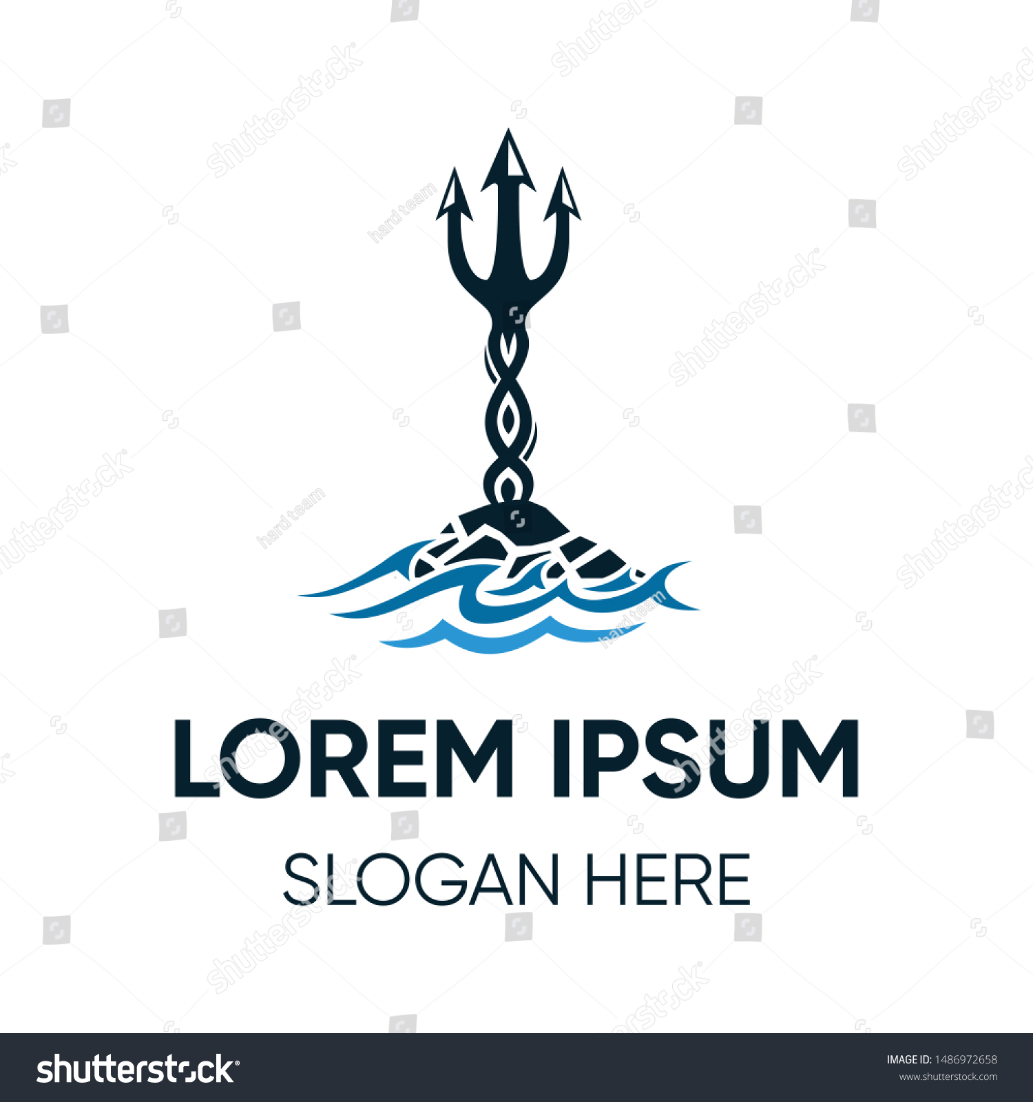 Trident Neptune Ocean Logo Design Stock Vector (Royalty Free) 1486972658