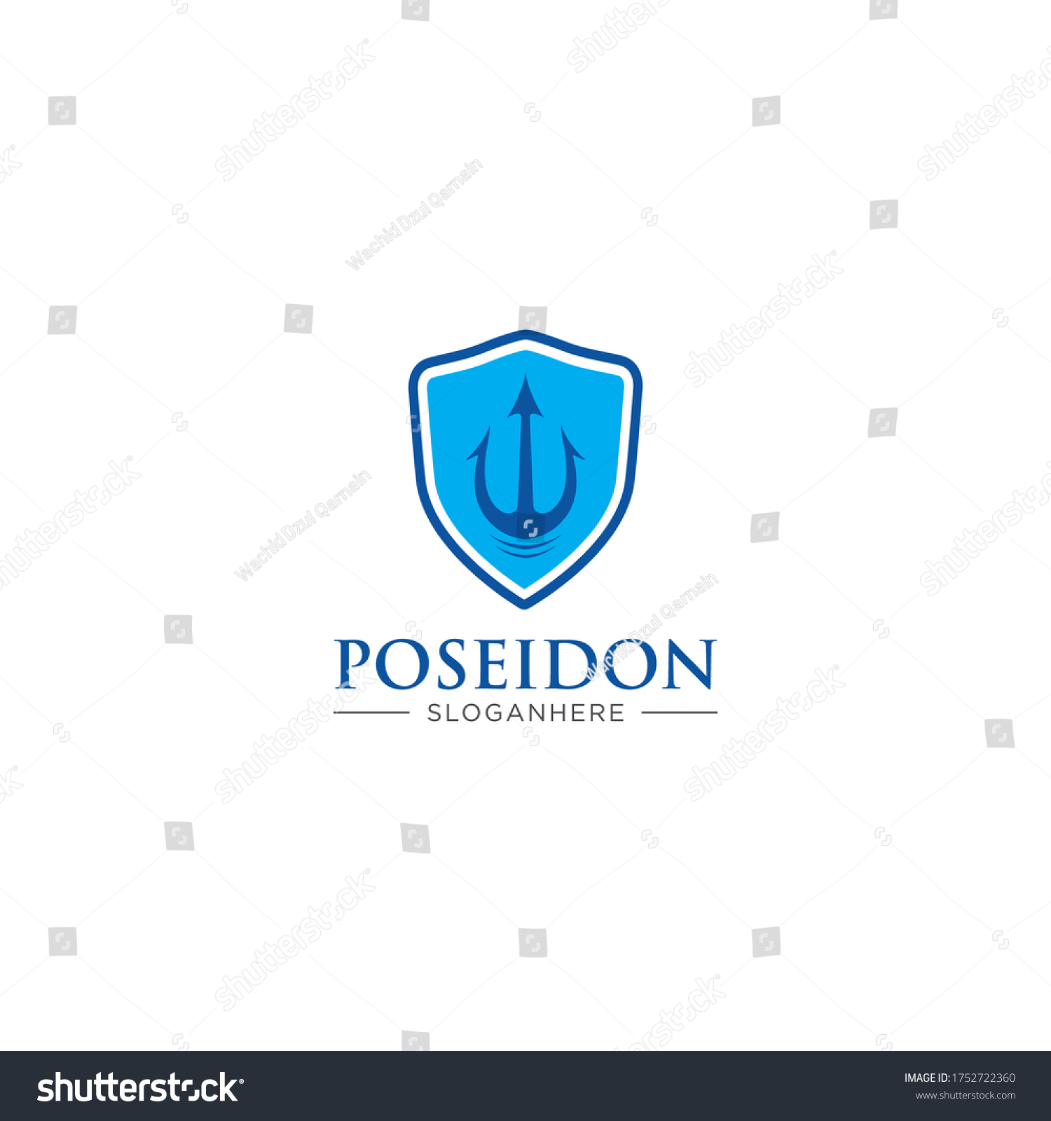 Trident Poseidon Shield Element Logo Design: เวกเตอร์สต็อก (ปลอดค่า ...