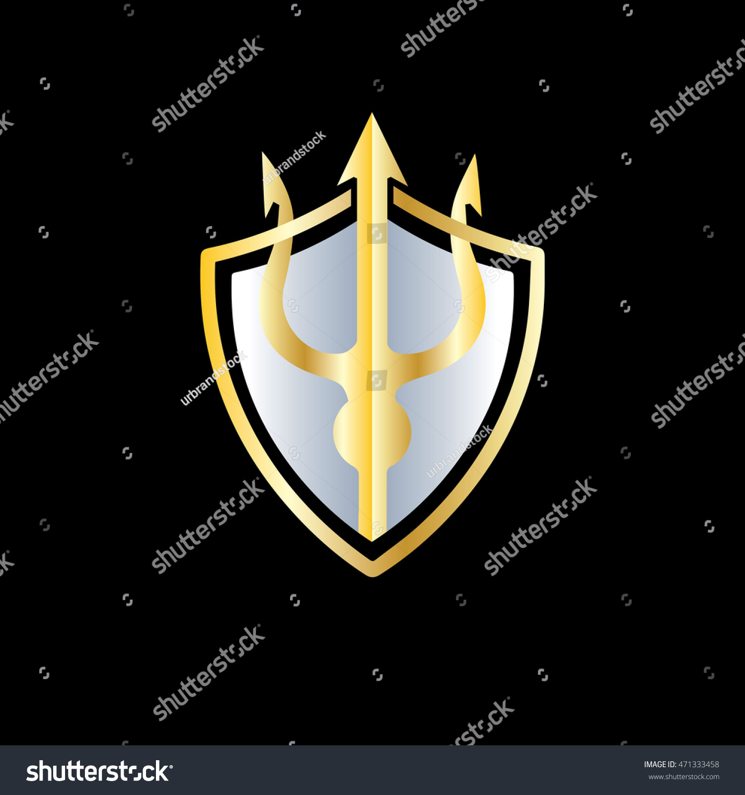 Trident Shield Design Template Logo Gold Stock Vector (Royalty Free ...