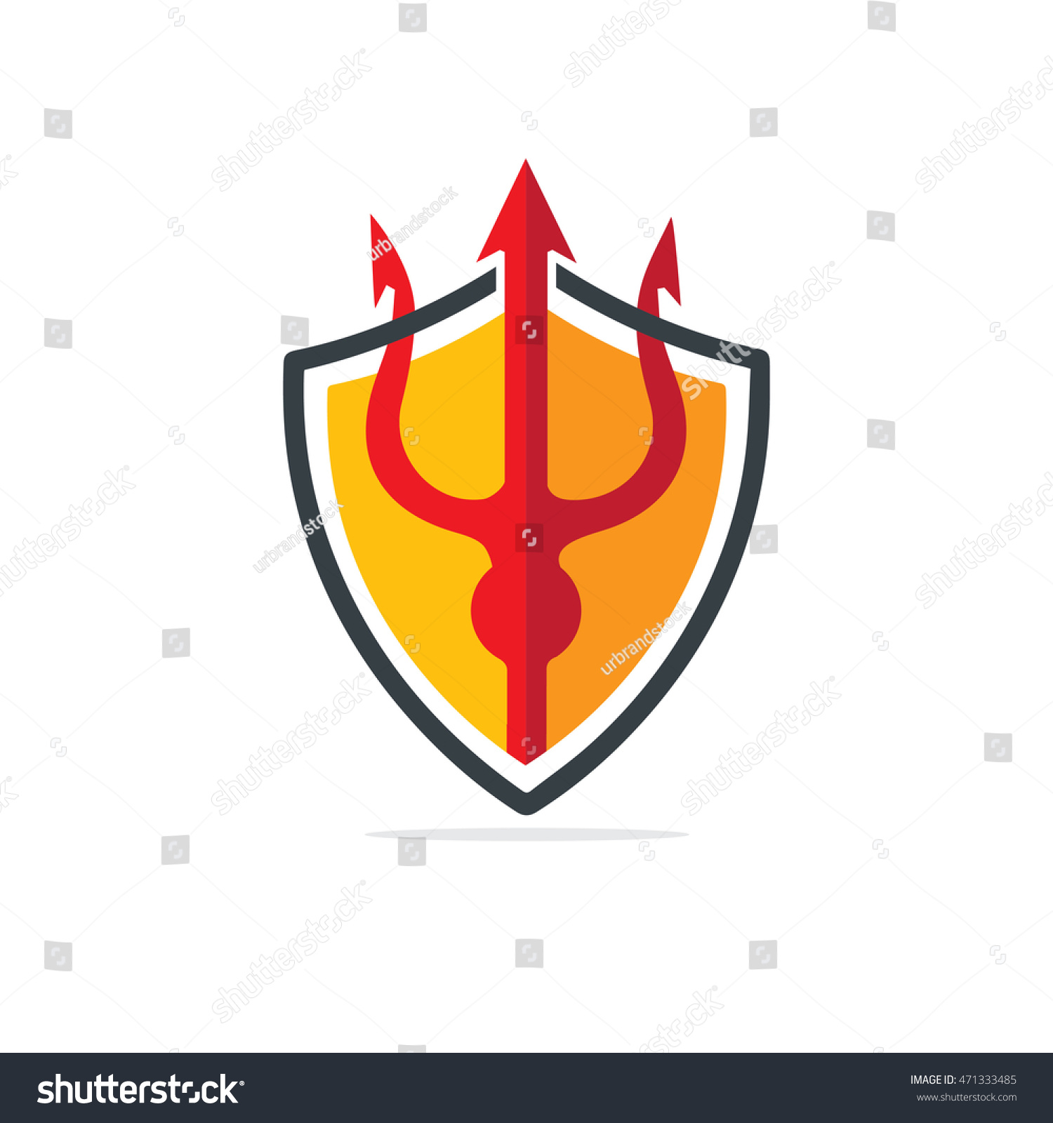 Trident Shield Design Template Logo Orange Stock Vector (Royalty Free ...