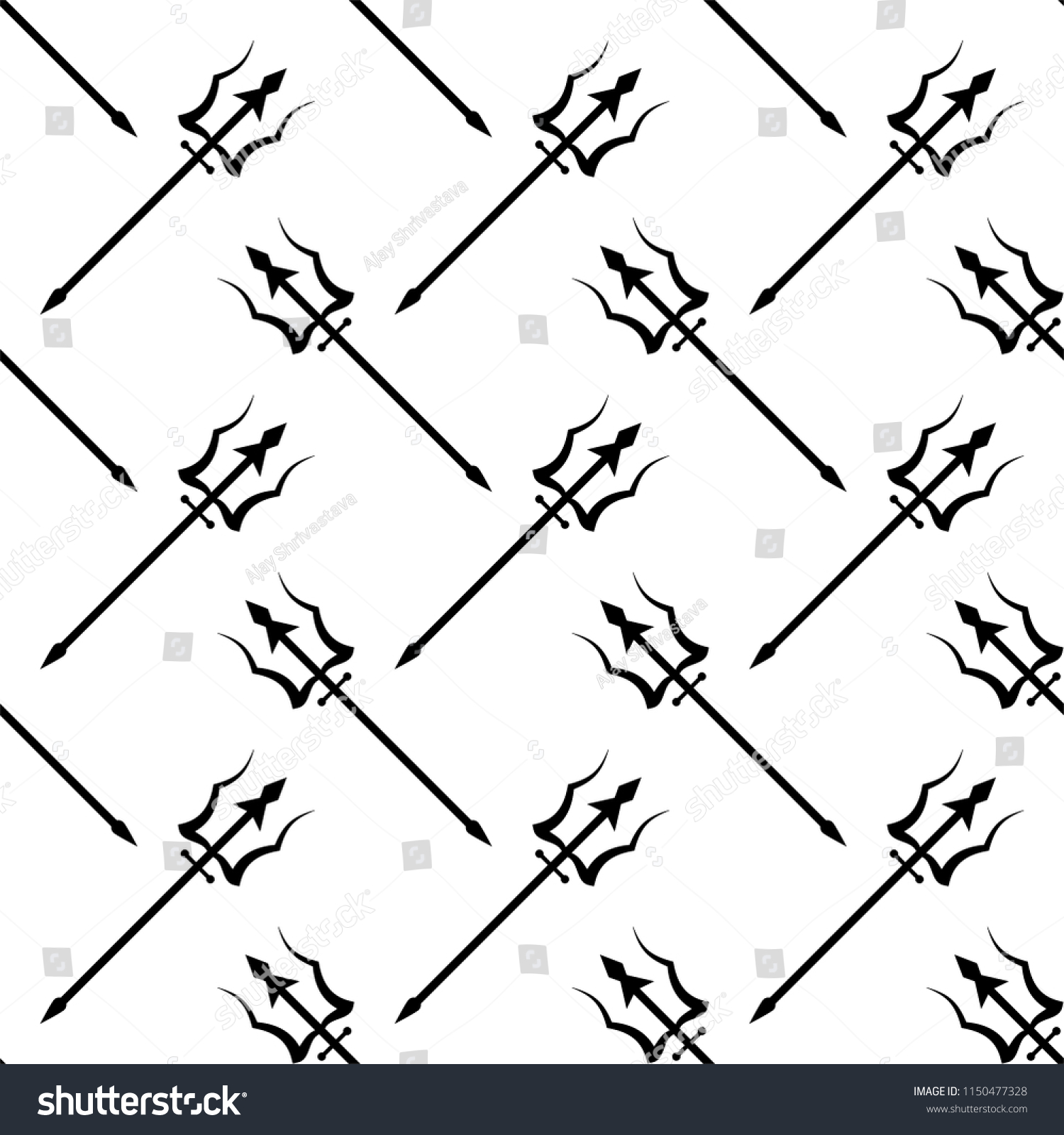 Trident Symbol Icon Seamless Pattern Vector Stock Vector (Royalty Free ...