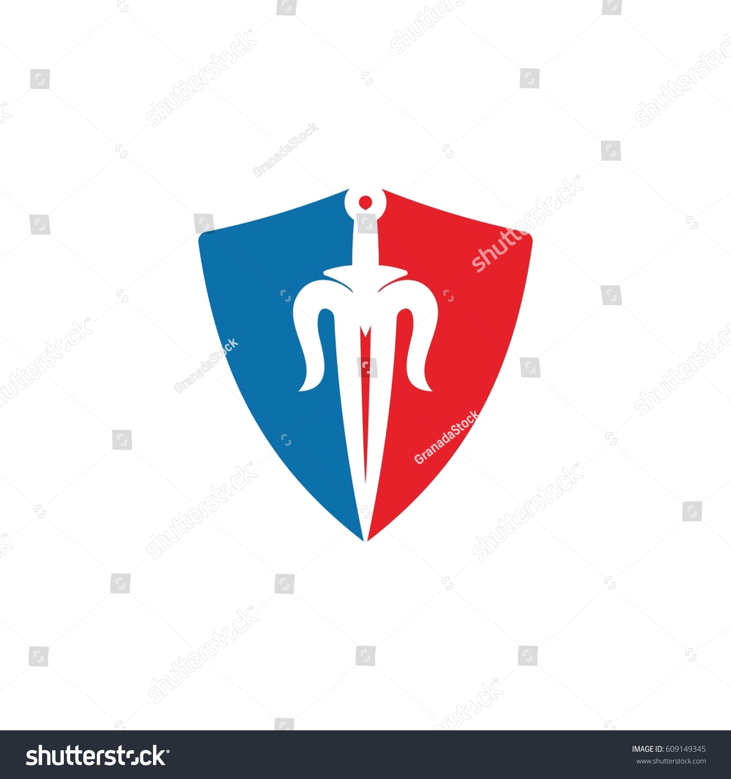Trident Shield Logo Design Stock Vector (Royalty Free) 609149345